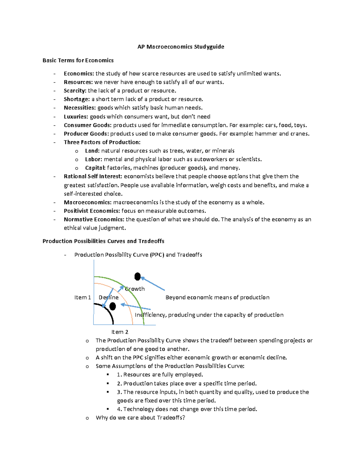 Comprehensive study guide for final exam - AP Macroeconomics Studyguide ...