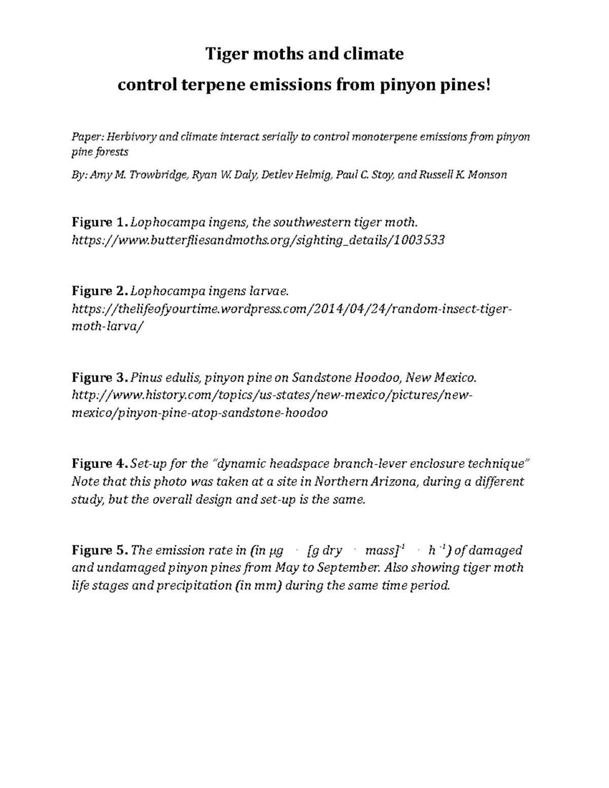 Ecology poster- "Tiger moths and climate control terpene emissions from ...