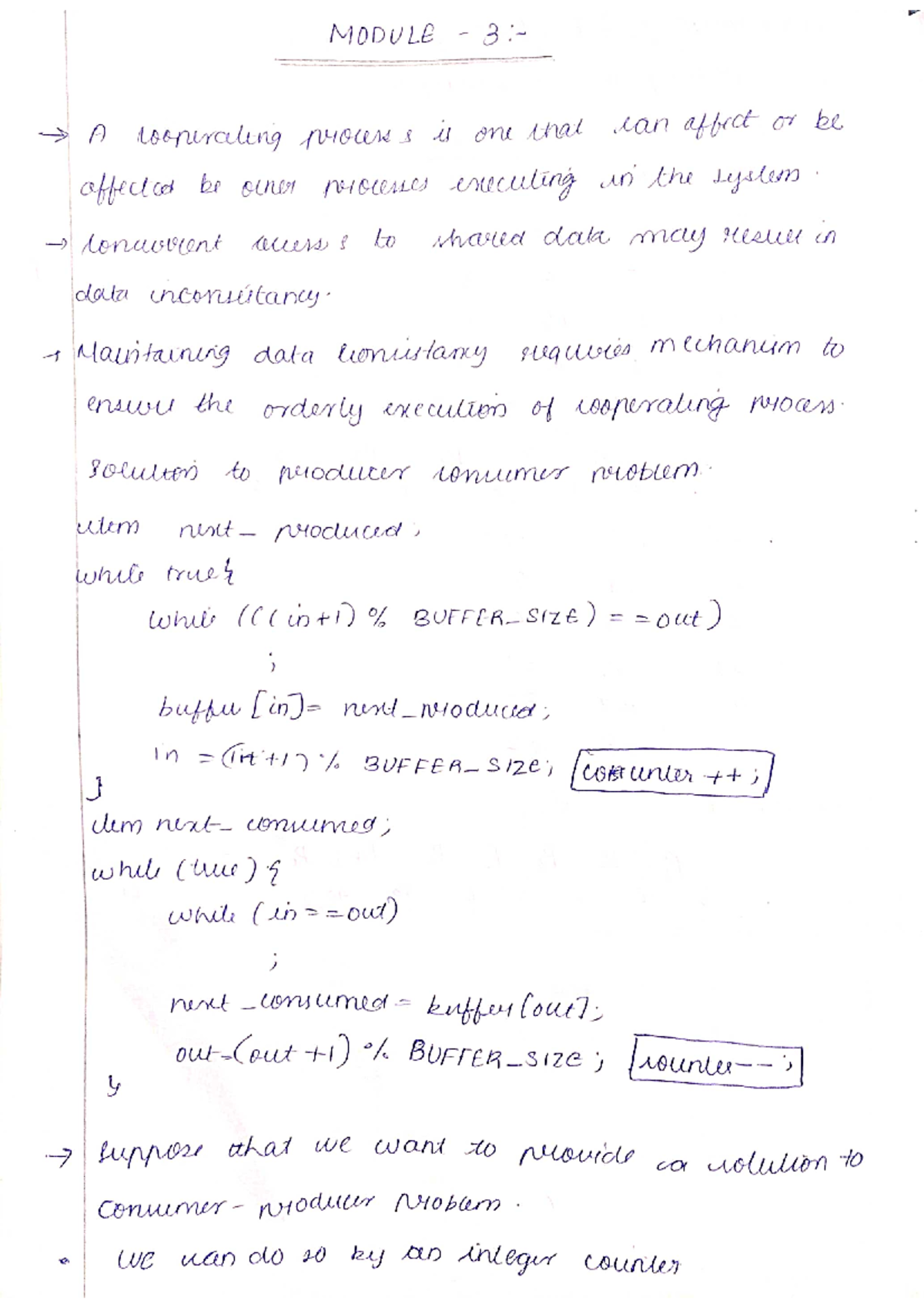 OS Module 3 - eejei - MODULE A cooperaling process S is one that can ...