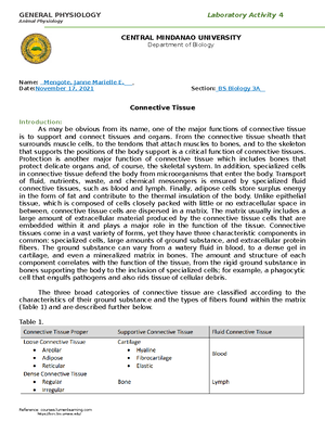 Epithelium tissue Laboratory Activity - Animal Physiology CENTRAL ...