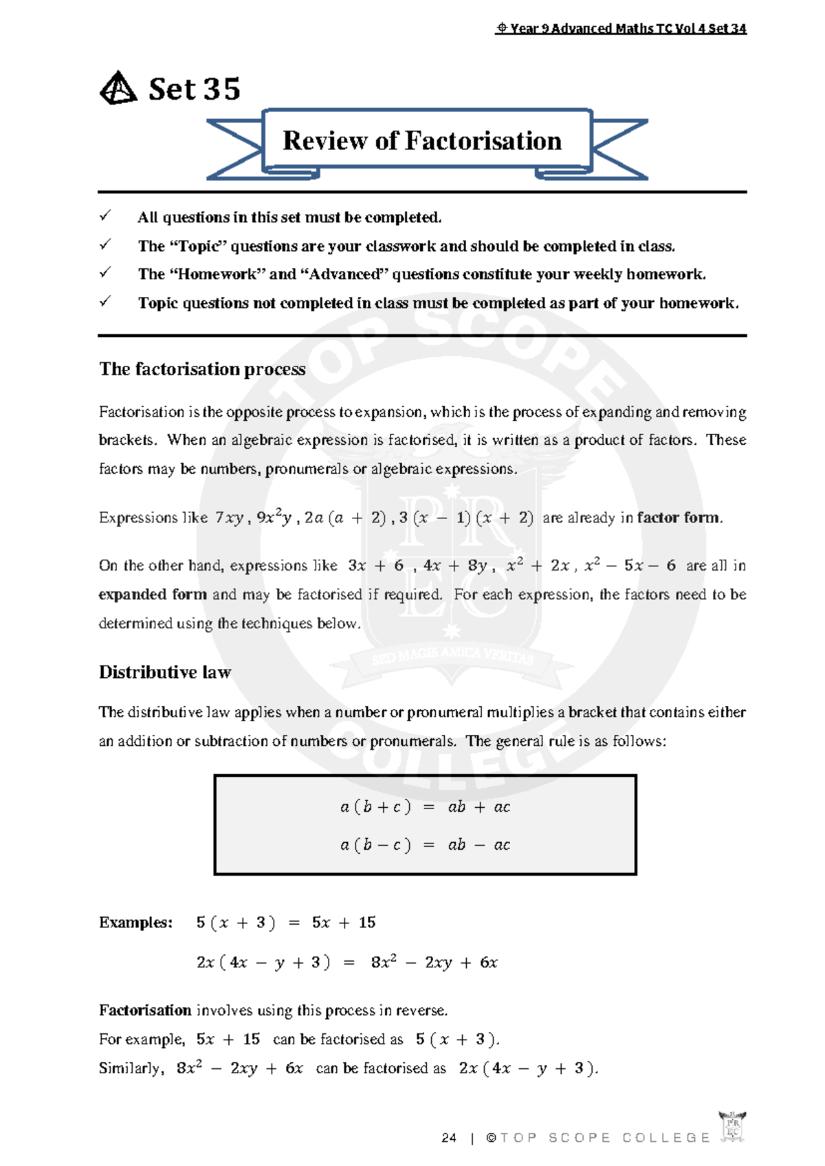 Year 9 Advanced Maths TC Vol 4 Set 35-36 - 2 4 | © T O P S C O P E C O ...