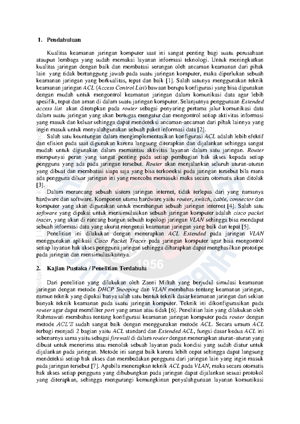 Penerapan Acl Extended Pada Jaringan Vlan Menggunakan Aplikasi Cisco Packet Tracer 1