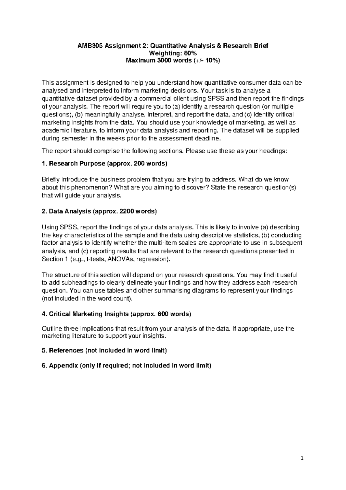 AMB305 Assignment 2 instructions Sem1 2023 - 1 AMB305 Assignment 2 ...