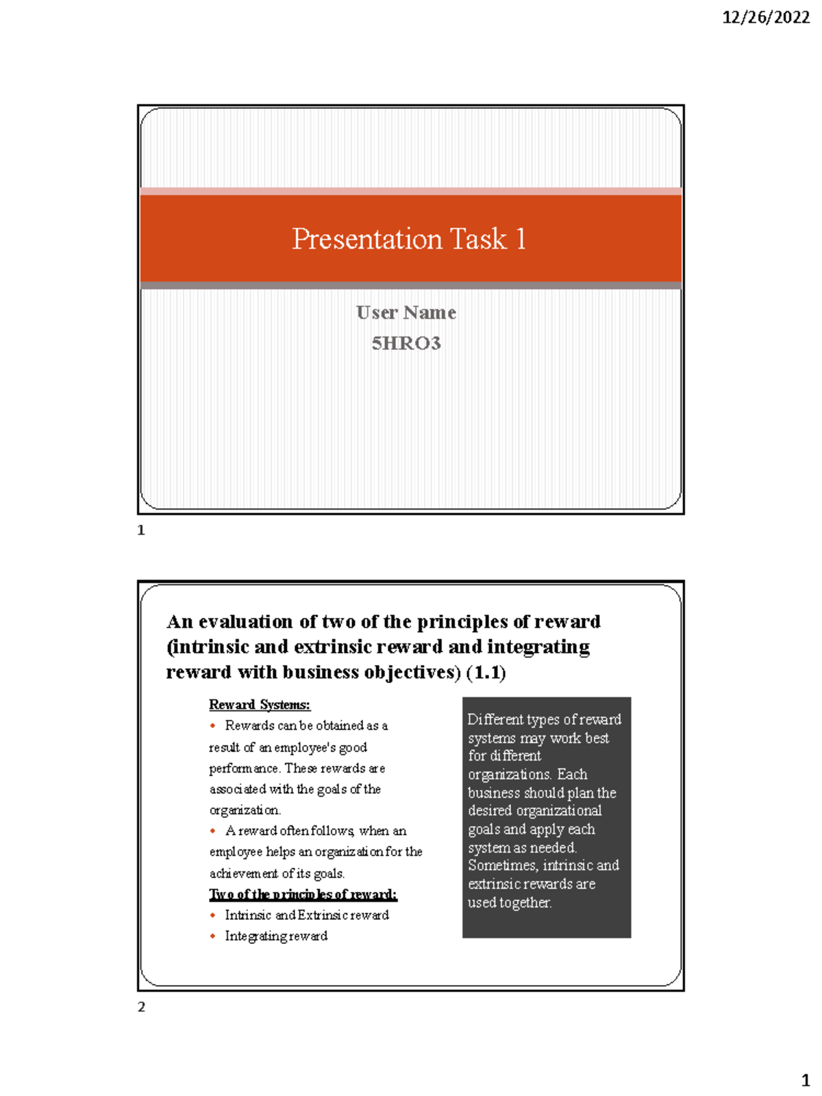 Presentation Task 1 - 12/26/ 1 User Name 5HRO Presentation Task 1 An ...