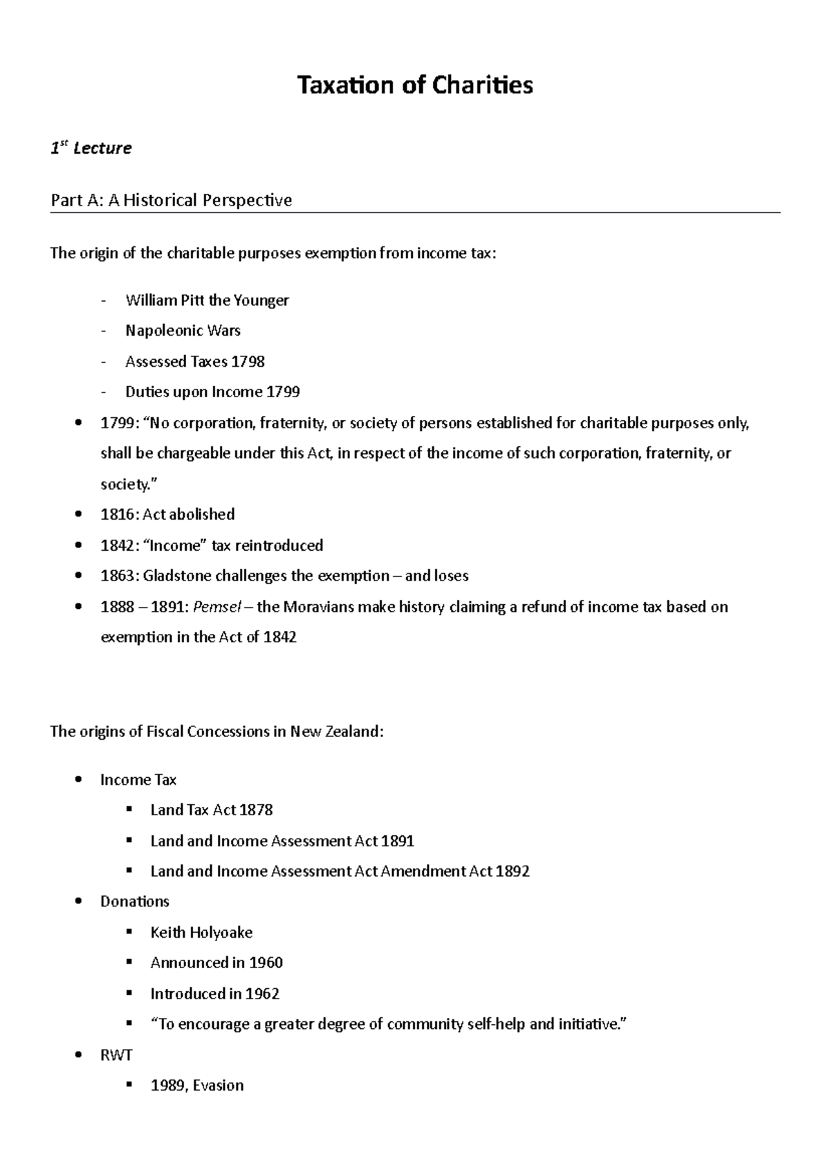 Taxation of Charities - ” 1816: Act abolished 1842: “Income” tax ...