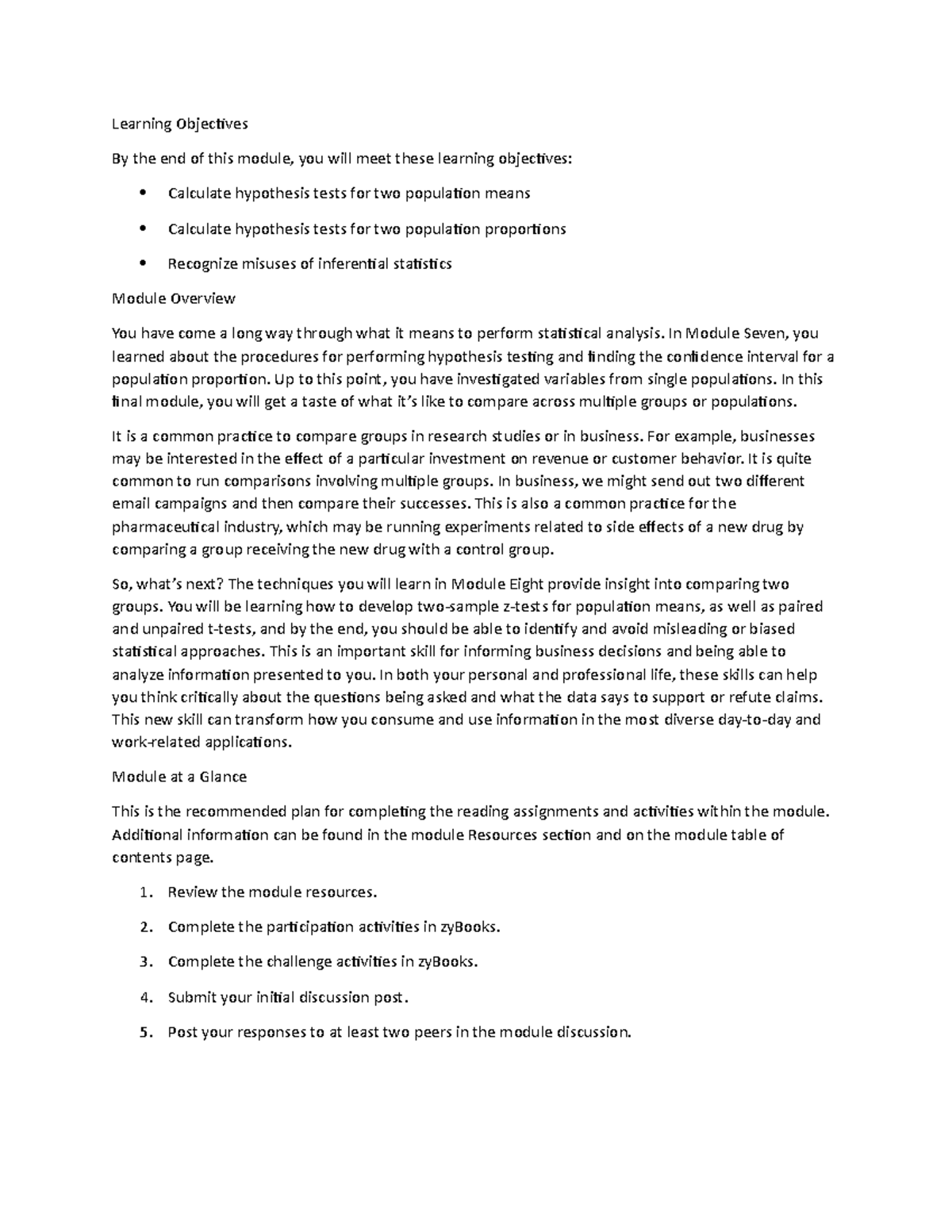 Module 8s - Learning Objectives By the end of this module, you will ...