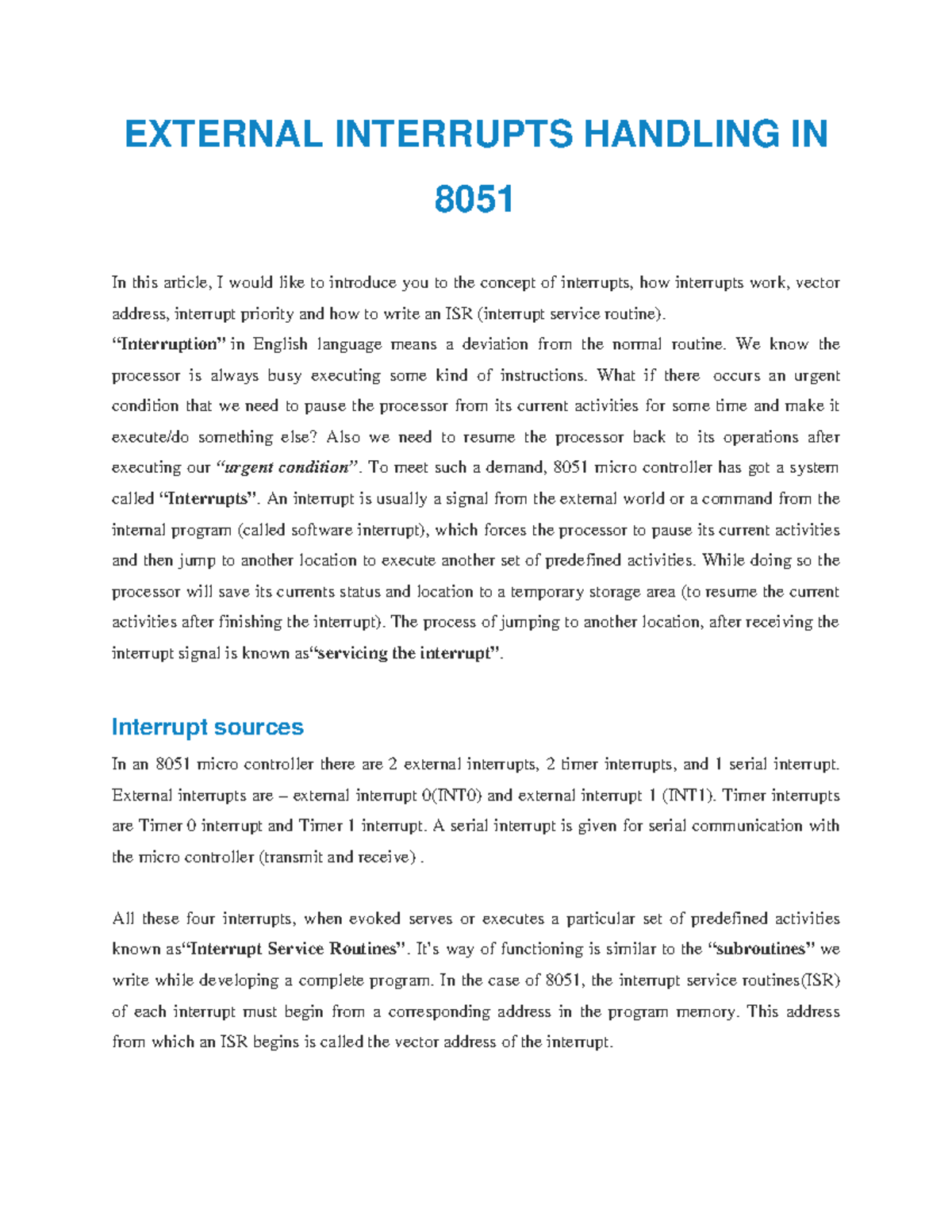 External Interrupts handling in 8051 cec notes - EXTERNAL INTERRUPTS ...