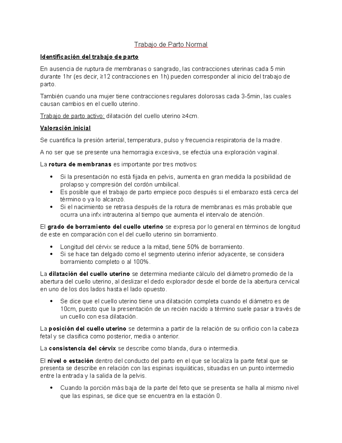 12. Trabajo de Parto Normal - Trabajo de Parto Normal Identificación ...