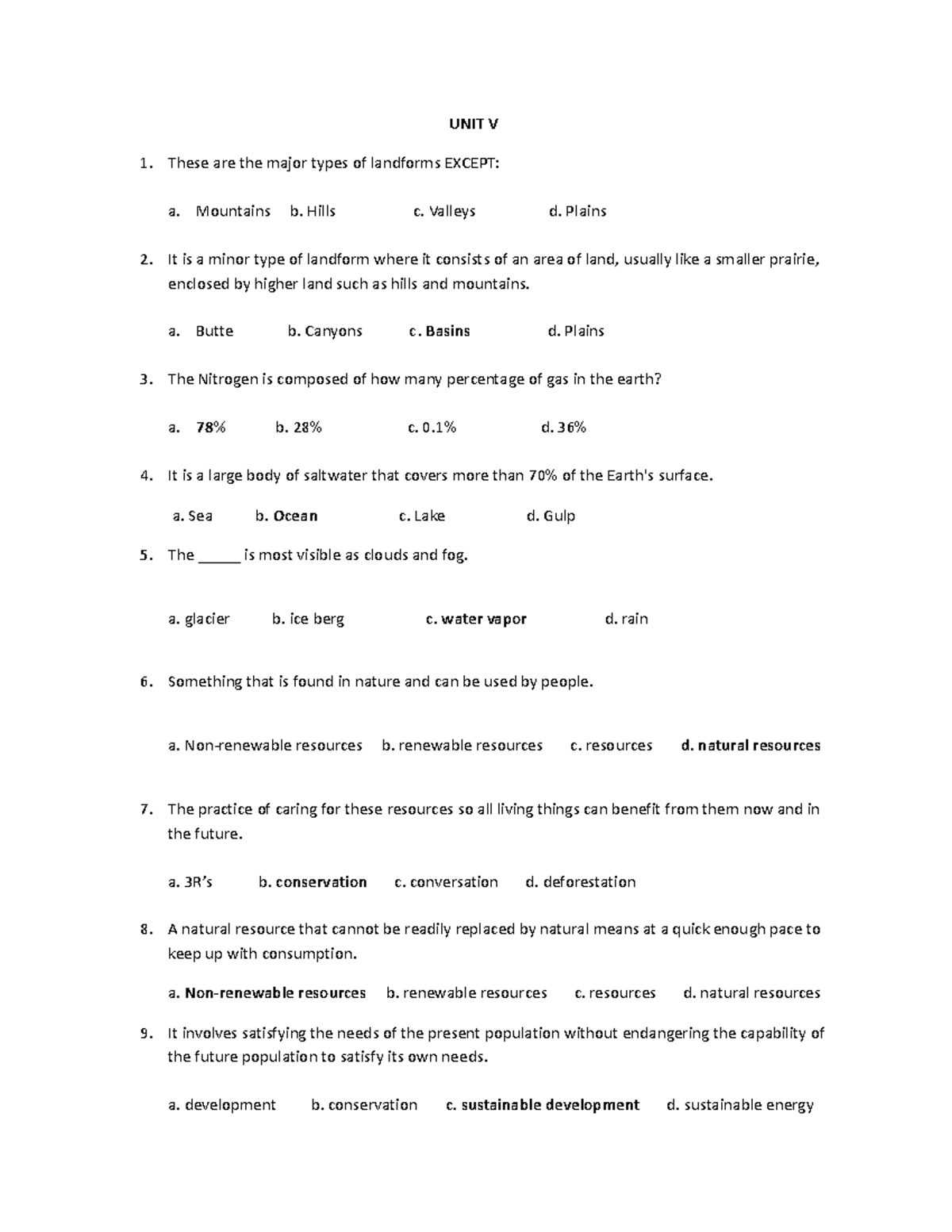 UNIT 5 - Final EXAM - FIND TIME TO READ - UNIT V These are the major ...