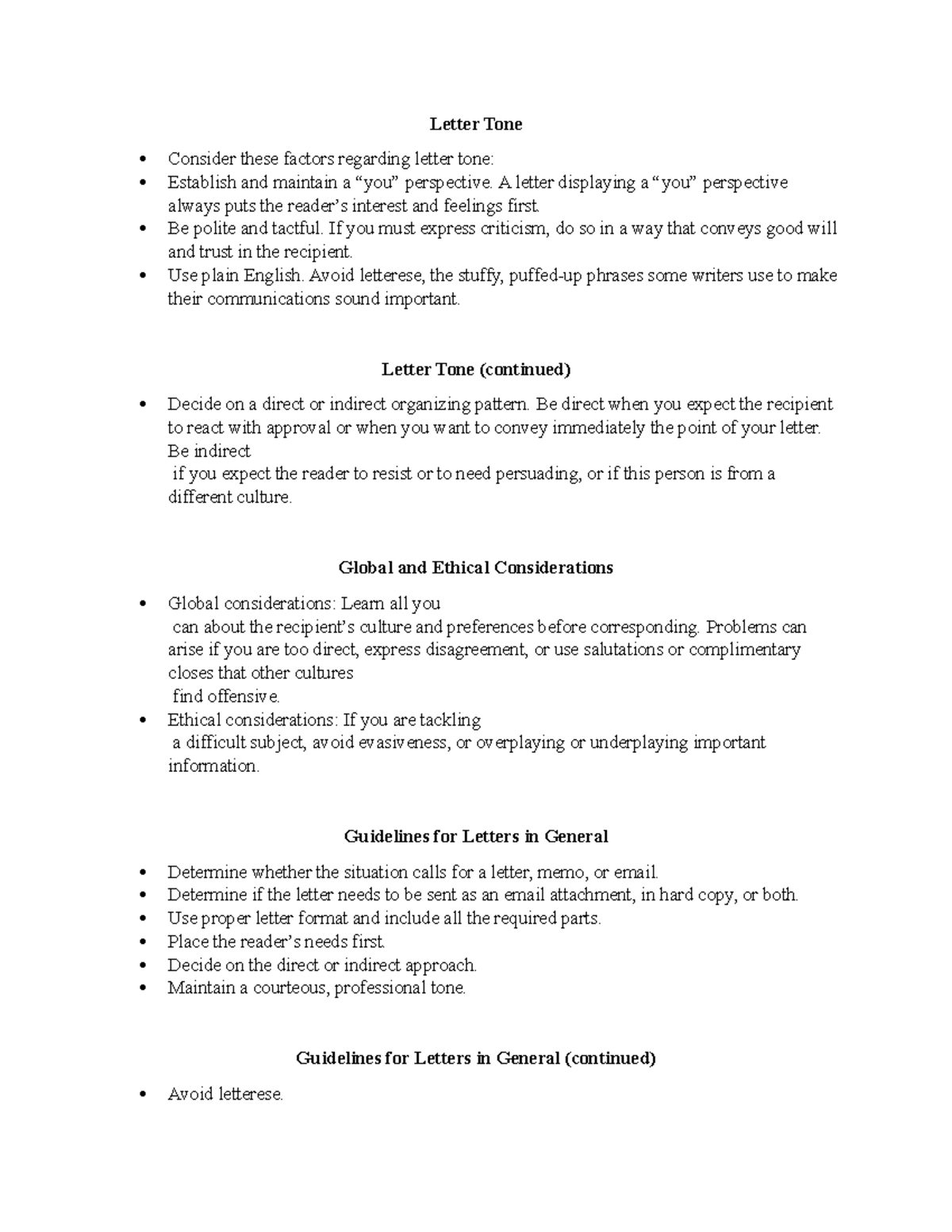 Chapter 15 2 - 15 part 2 - Letter Tone Consider these factors regarding ...
