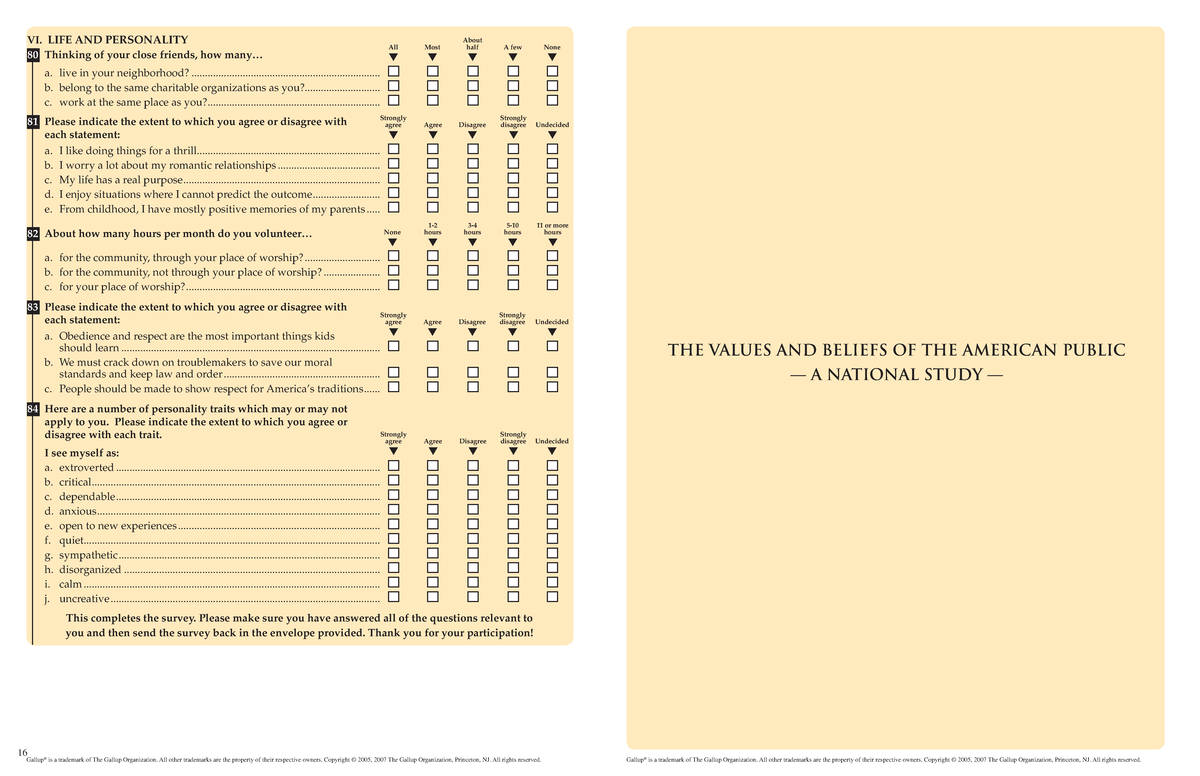 BRS questionnaire - Dr. Christopher Pieper - VI. LIFE AND PERSONALITY ...
