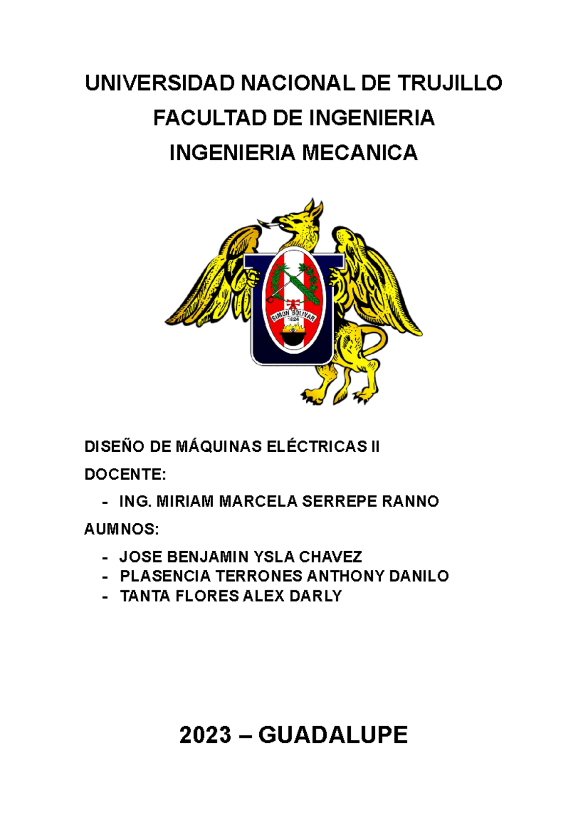 Eficiencia DE LOS Transformadores Completo - UNIVERSIDAD NACIONAL DE TRUJILLO FACULTAD DE ...