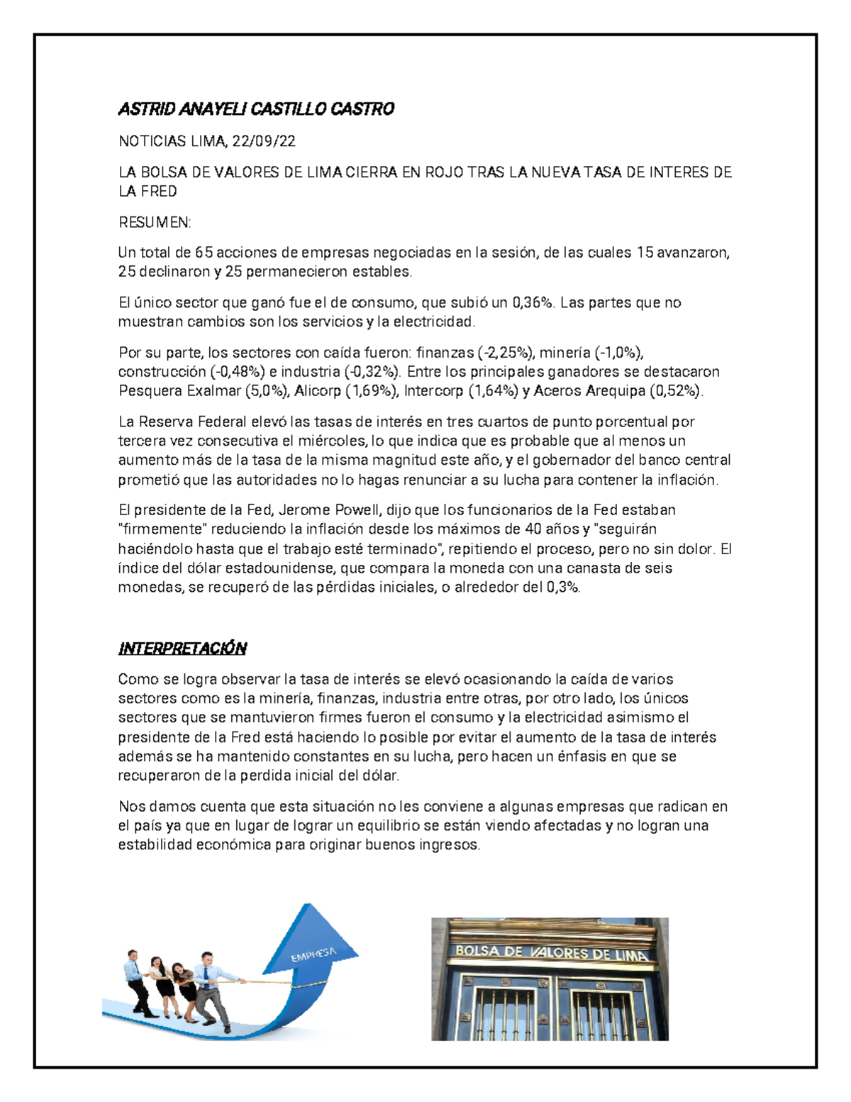 Noticia DE LA Economía Peruana - ASTRID ANAYELI CASTILLO CASTRO ...