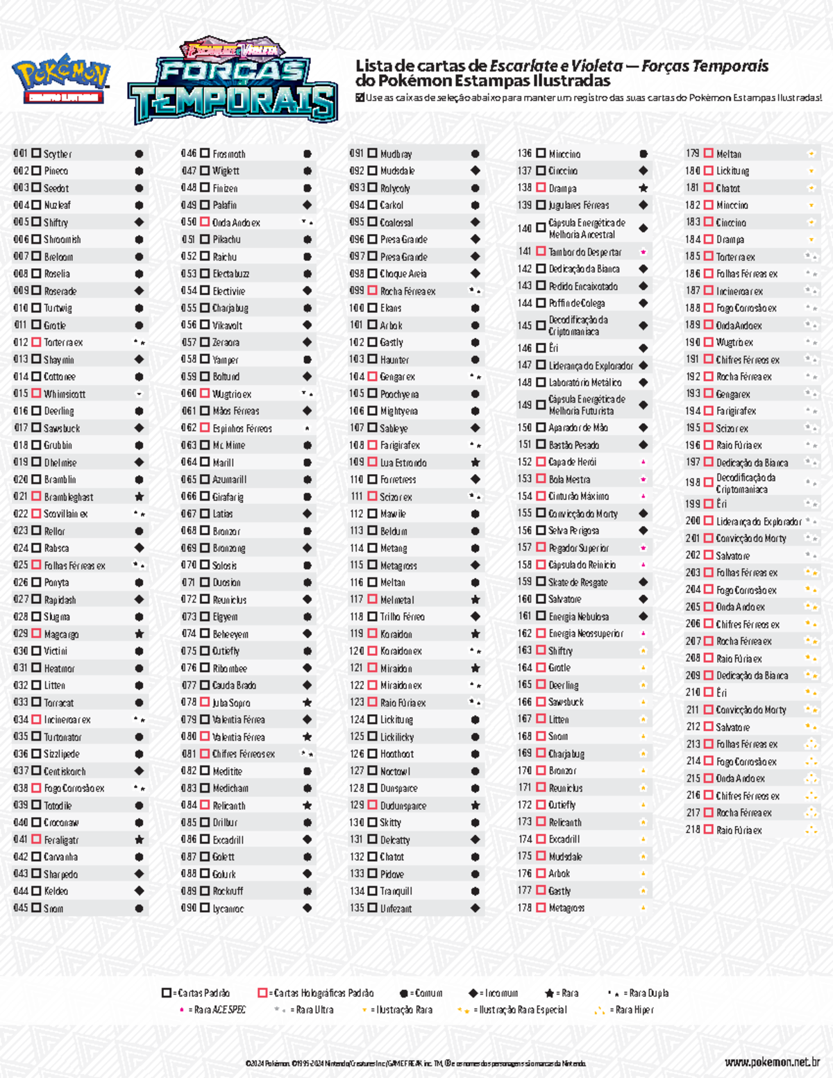 Temporal forces card list - 001 Scyther 002 Pineco 003 Seedot 004 ...