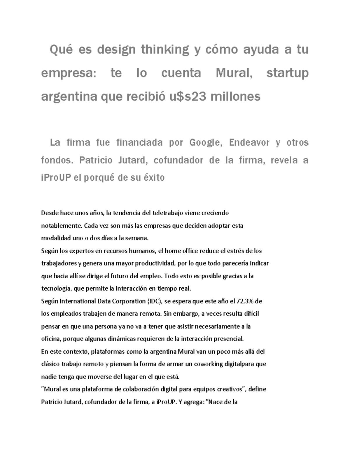 Design Thinking, definición Mural te explica cómo ayuda a tu empresa ...