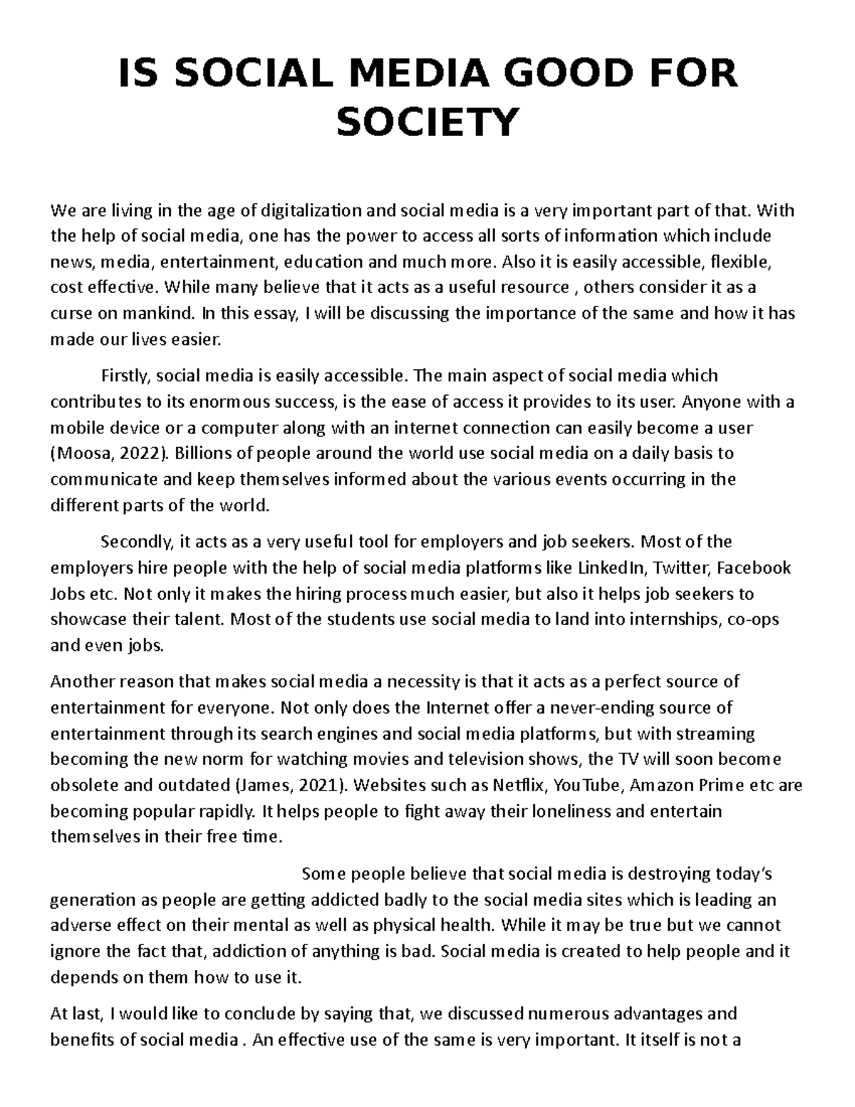 Persuasiveessaysubmissionpranjalmanchanda - IS SOCIAL MEDIA GOOD FOR ...