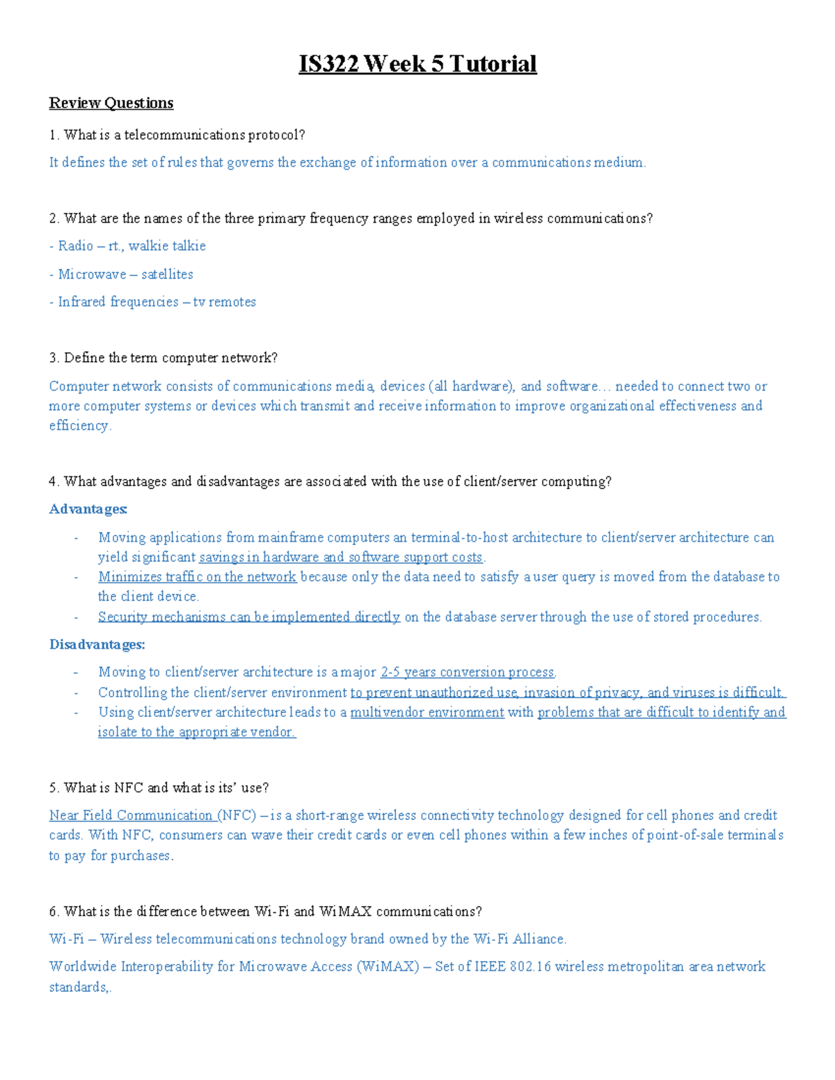 IS322 Week 5 Tutorial and Lab - IS322 Week 5 Tutorial Review Questions What is a ...