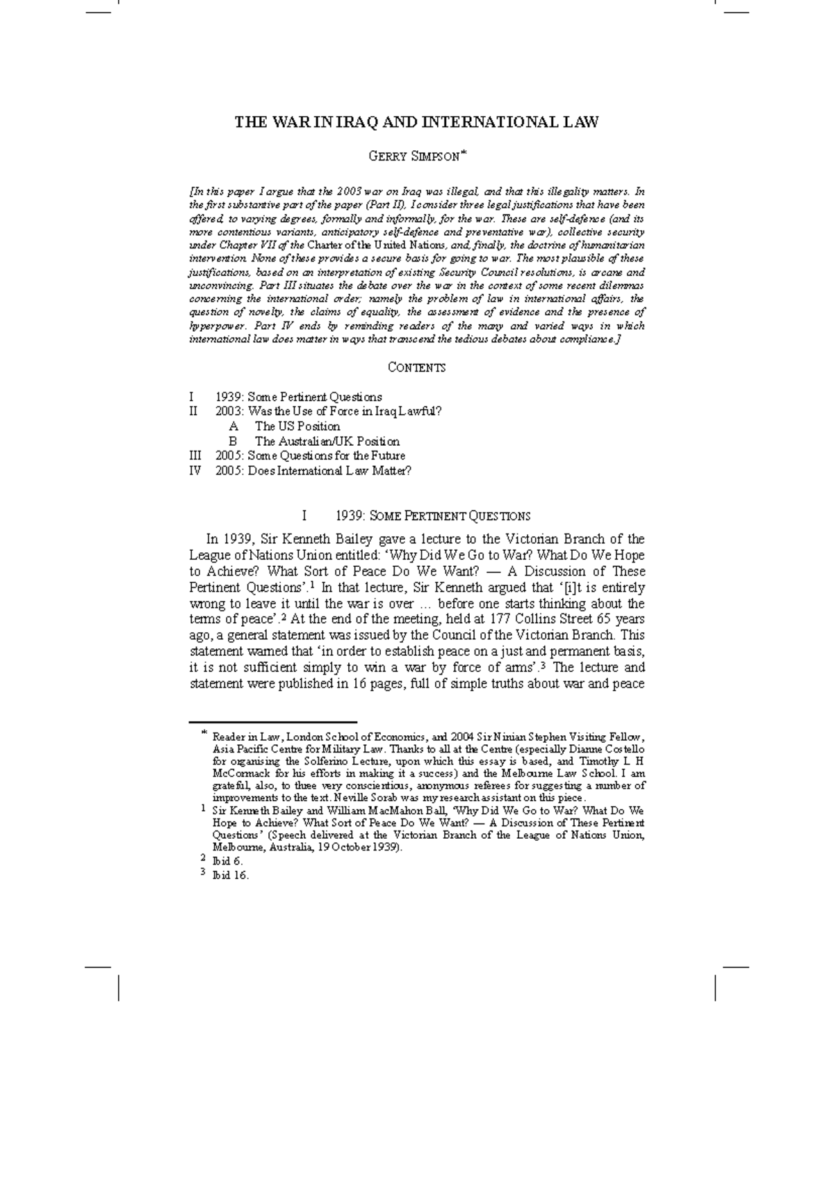 2 5199576048072663262 - THE WAR IN IRAQ AND INTERNATIONAL LAW The War ...