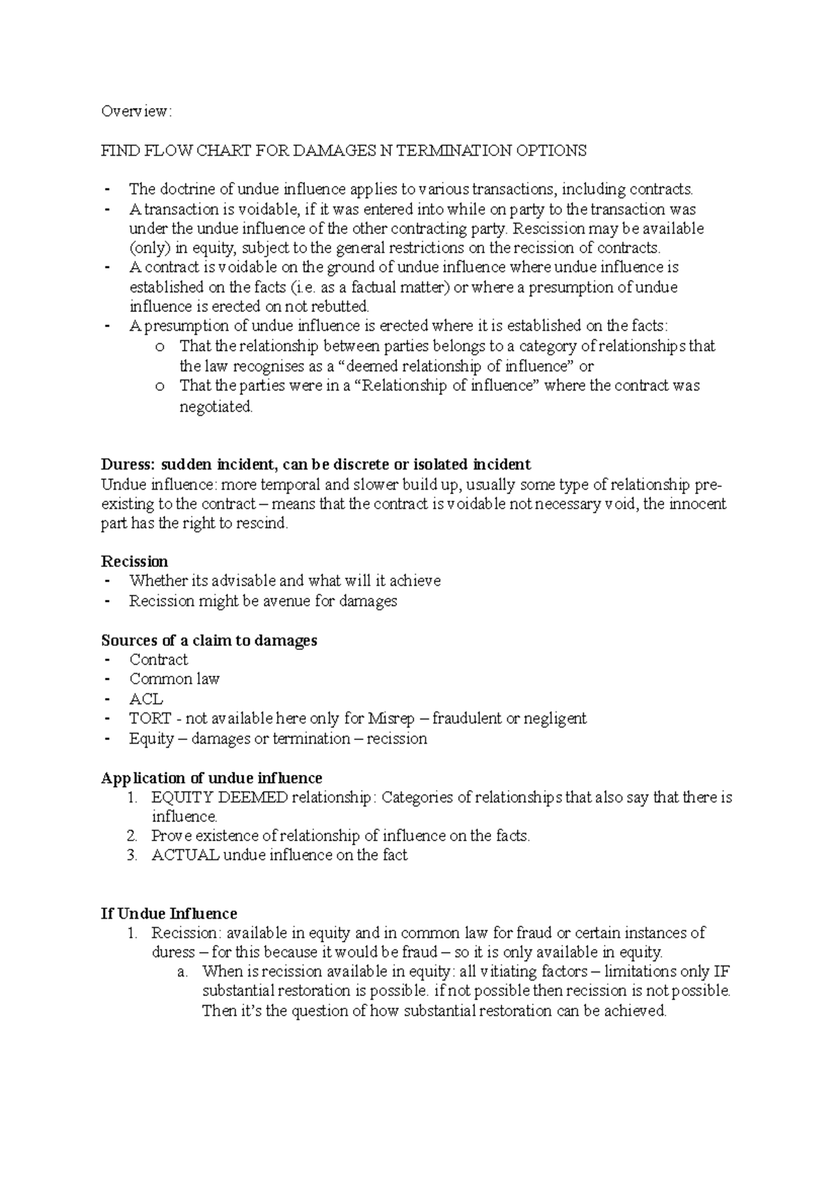Class notes contracts - Overview: FIND FLOW CHART FOR DAMAGES N ...