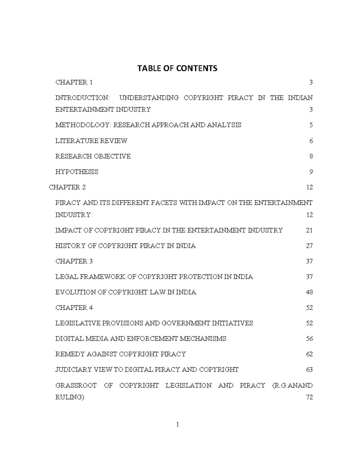 Body of Dissertation Final - TABLE OF CONTENTS CHAPTER ENTERTAINMENT ...