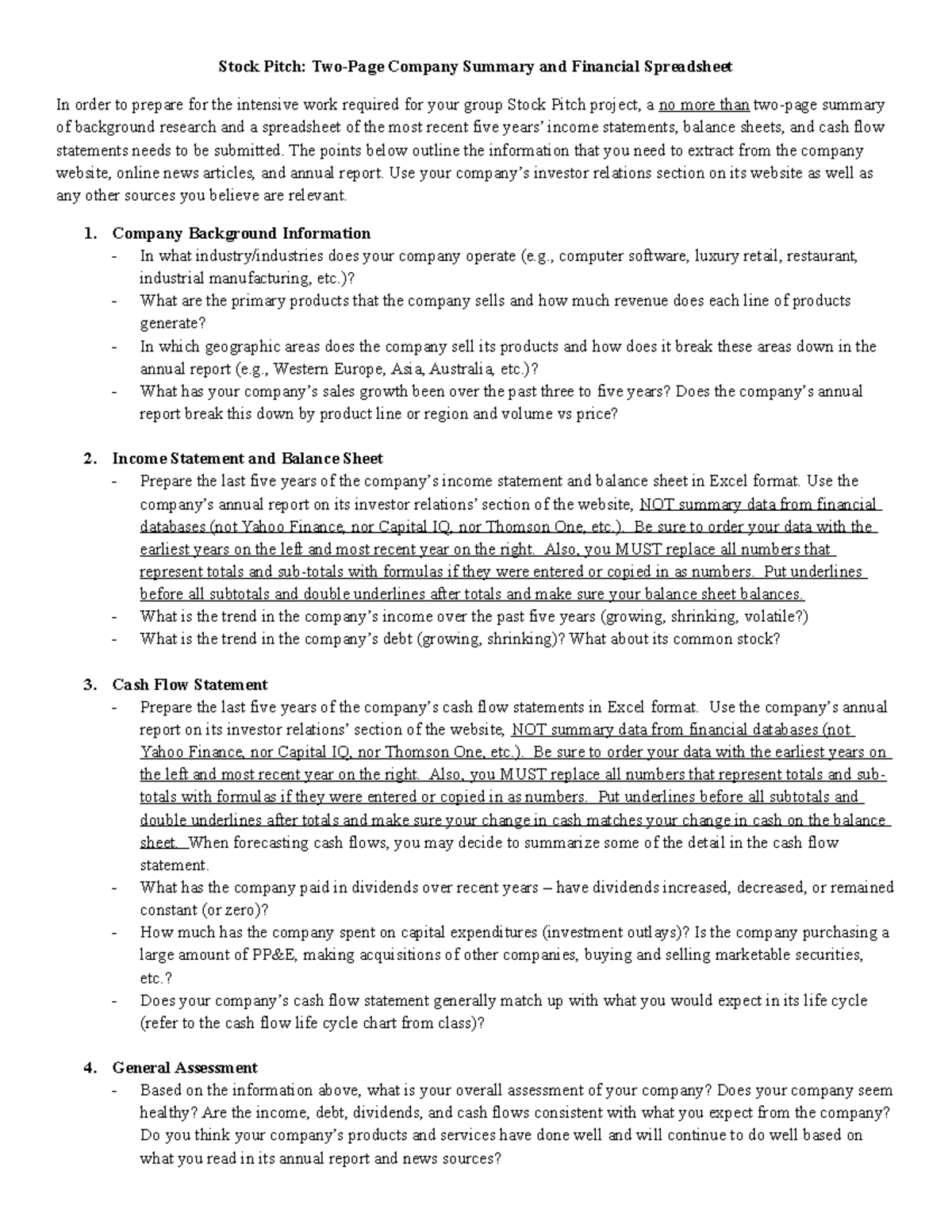 initial-company-summary-guidelines-stock-pitch-two-page-company