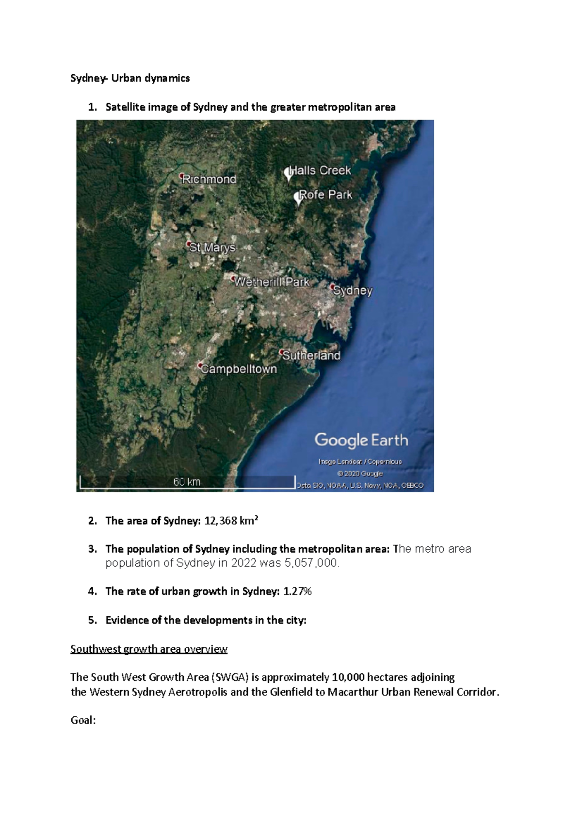 Urban dynamics - introductory activity- Sydney - Sydney- Urban dynamics ...