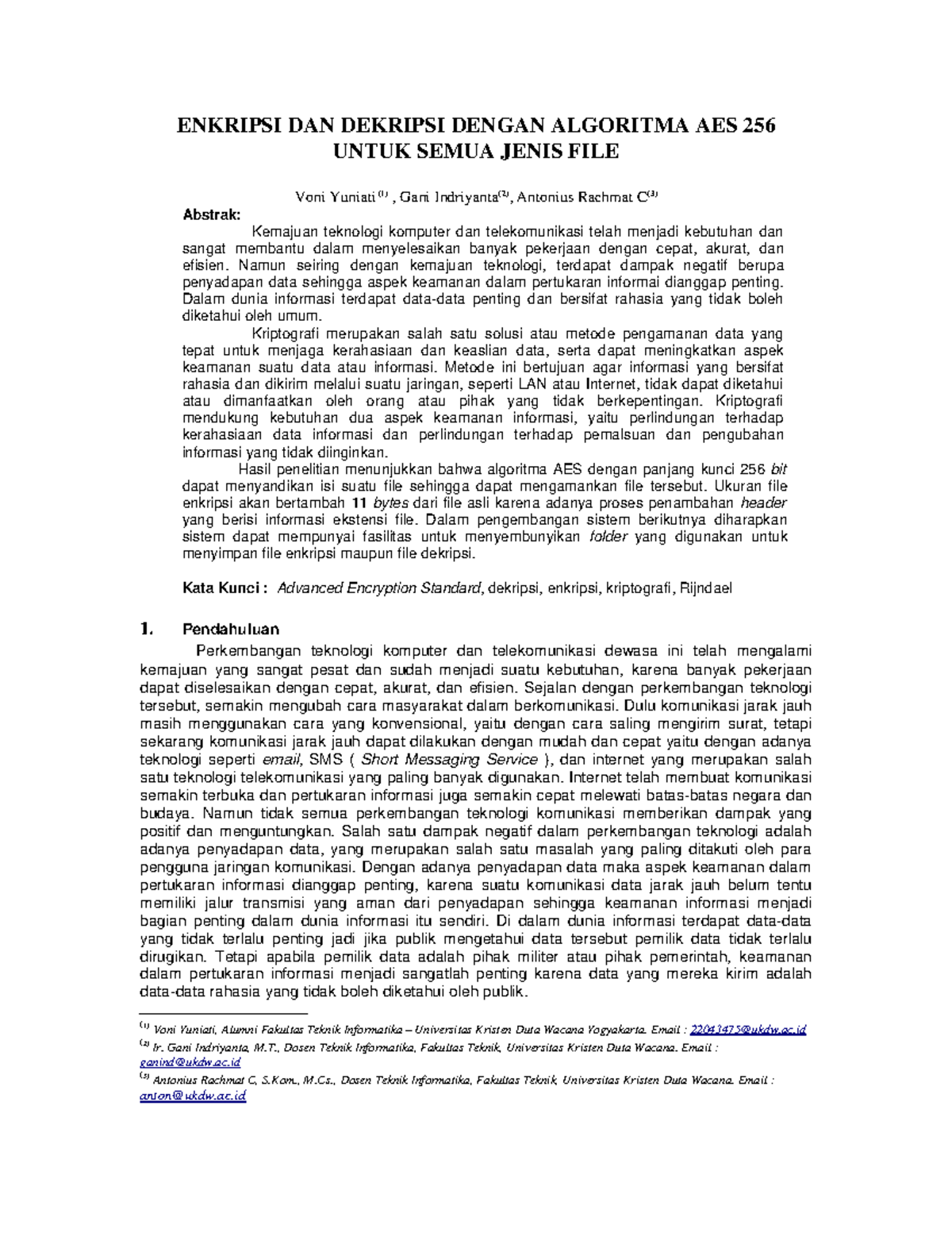 Jurnal Enkripsi Dan Dekripsi Dengan Algoritma Aes 256 Untuk Semua Jenis File Voni Yuniati
