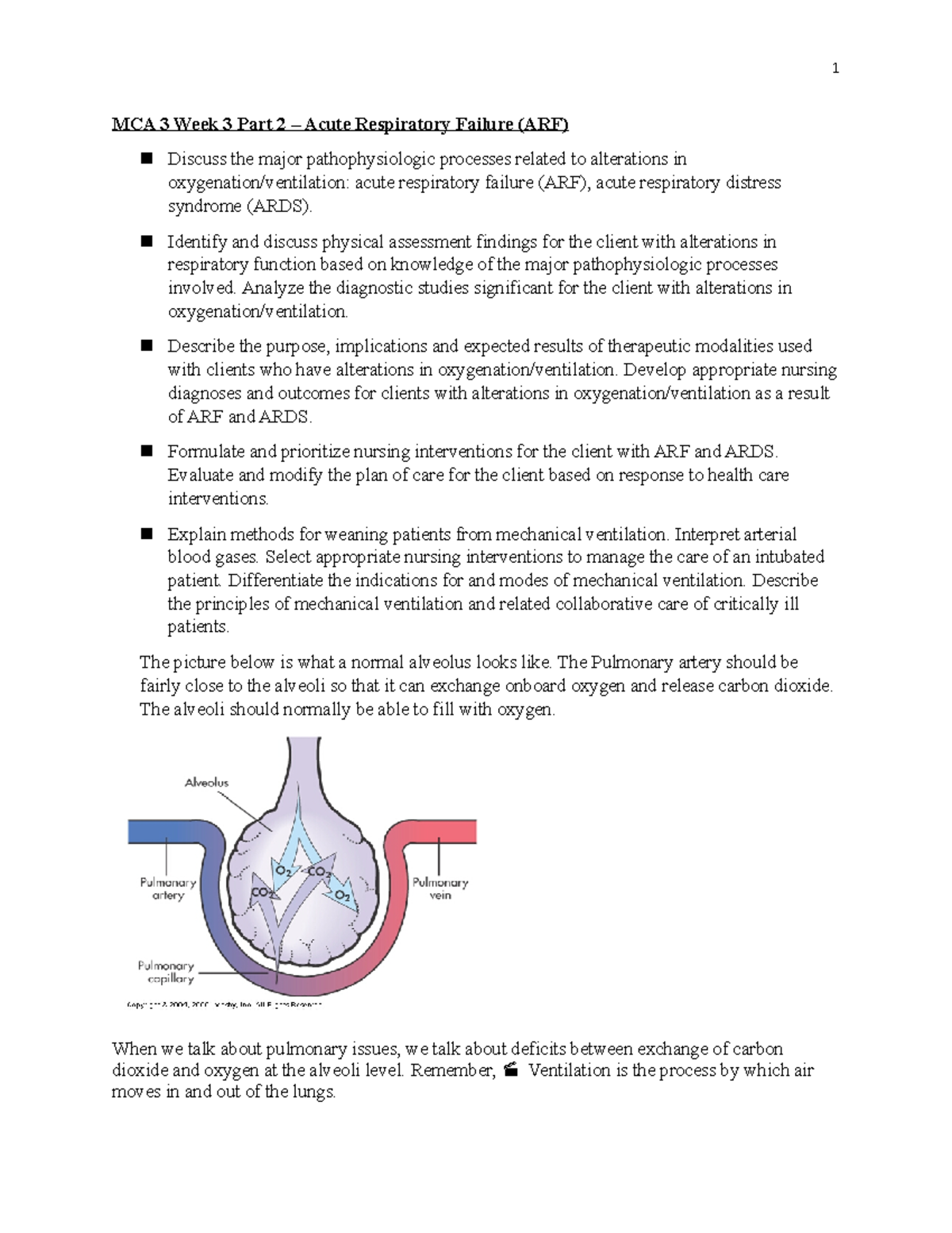 MCA 3 Week 3 Part 1 - Acute Respiratory Failure (ARF) - MCA 3 Week 3 ...