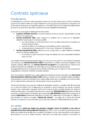 Droits des contrats spéciaux - Droit des contrats spéciaux Première ...
