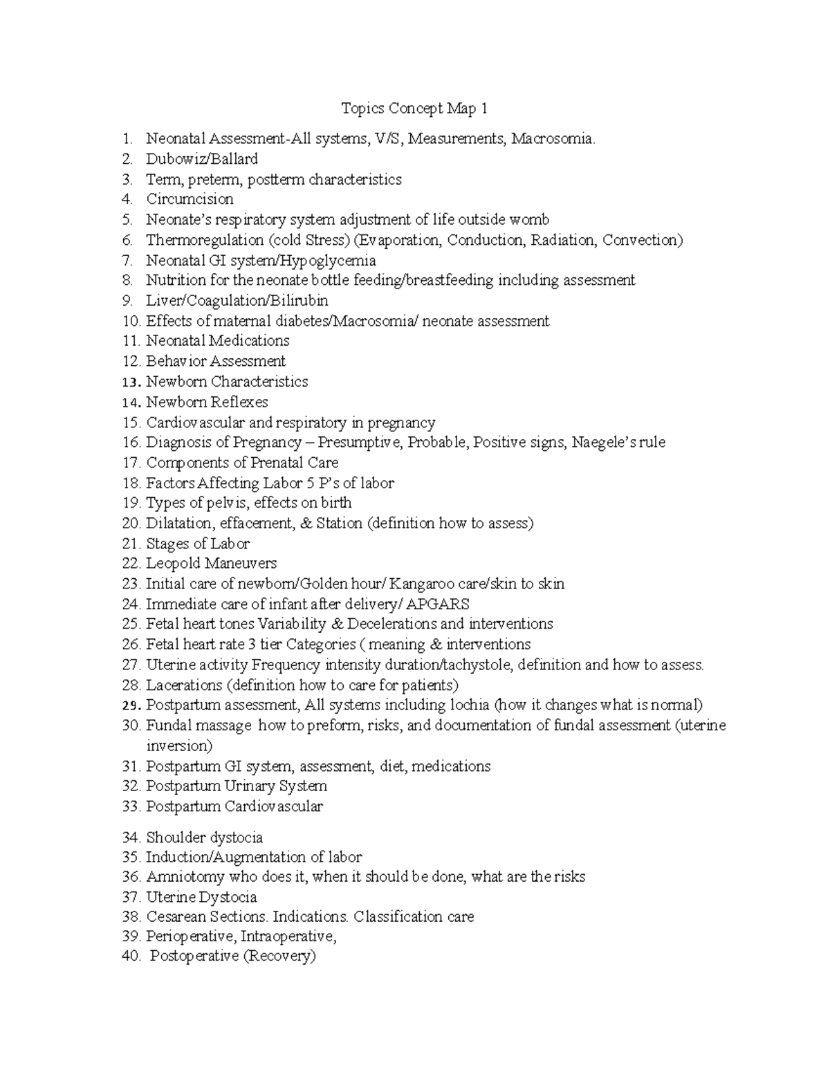 Topics Concept Map 1 - List of critical info - Topics Concept Map 1 ...