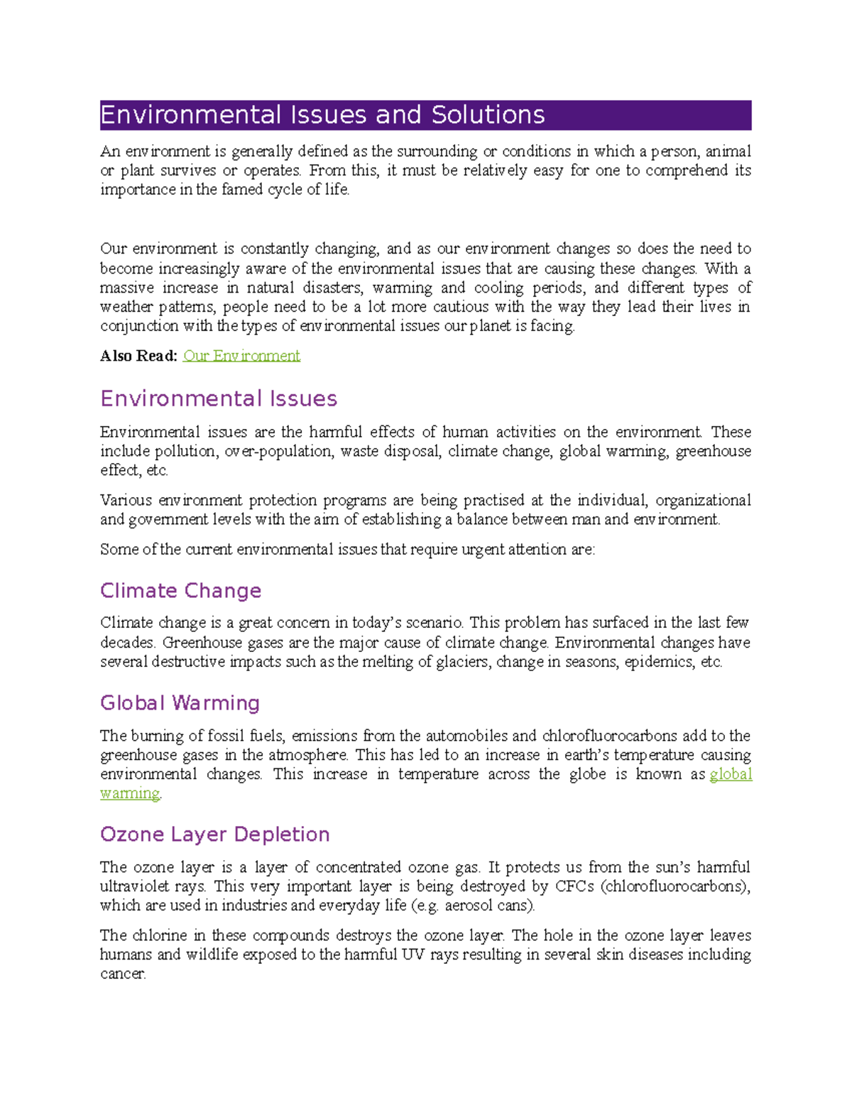 Environmental Management Issues and Solutions - Environmental Issues ...