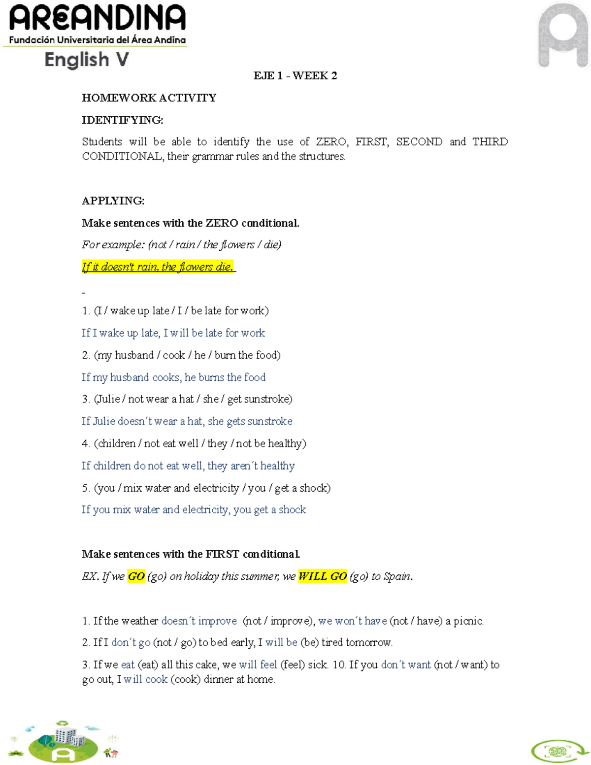 English 5 - EJE 1 corte 1- Week 2 - EJE 1 - WEEK 2 HOMEWORK ACTIVITY ...