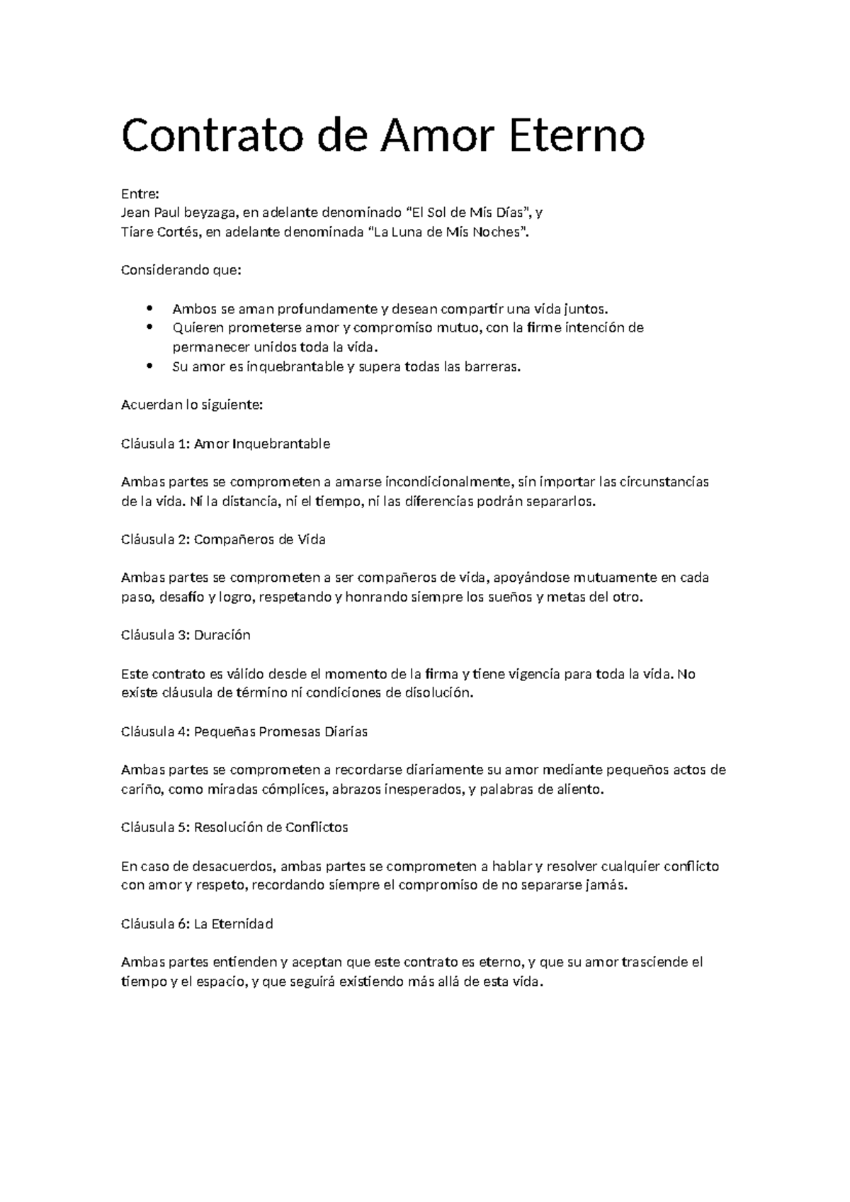 Documento - Sirve - Contrato de Amor Eterno Entre: Jean Paul beyzaga ...