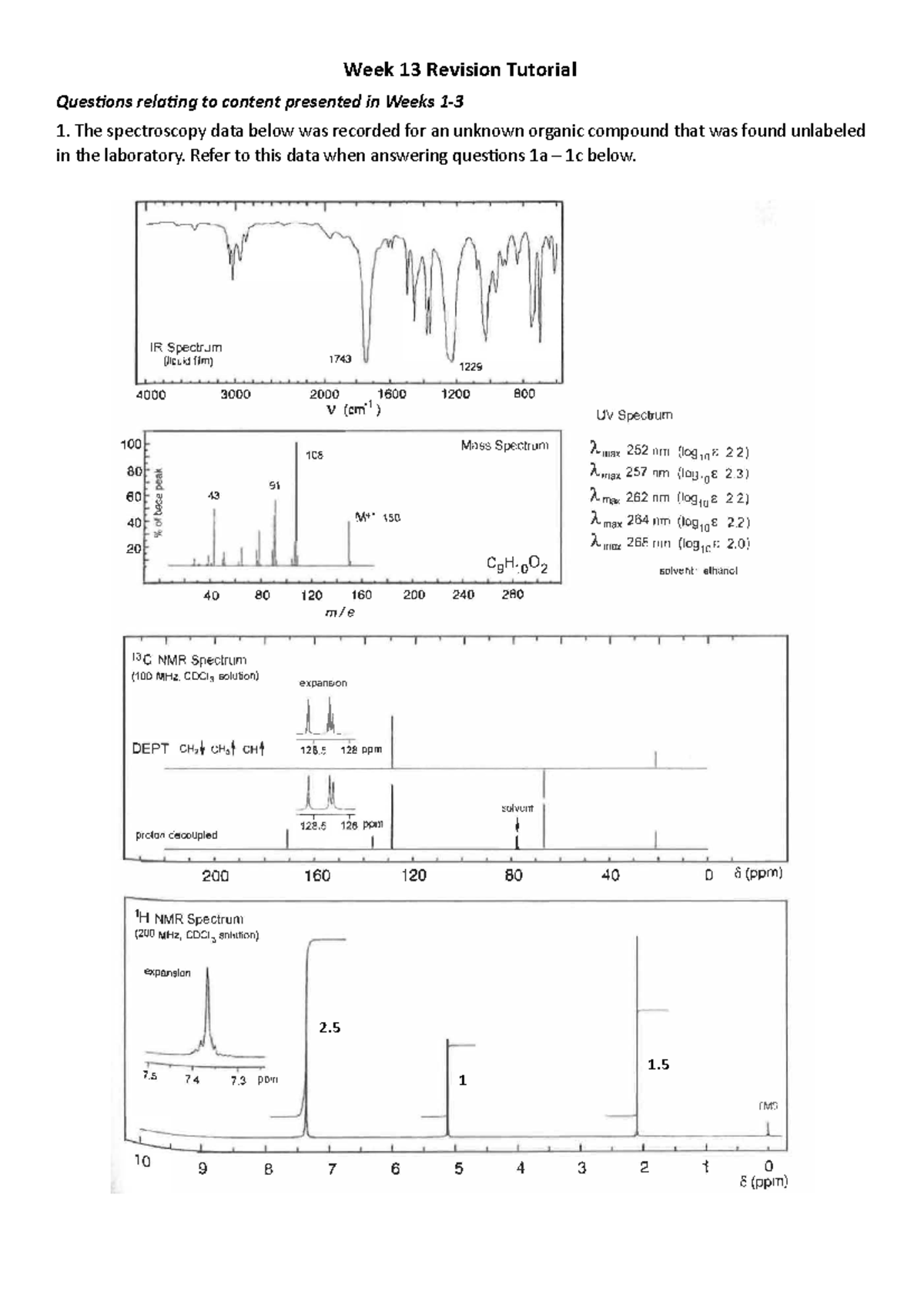 Week 13 Tutorial Worksheet - Week 13 Revision Tutorial Questions relating to content presented ...