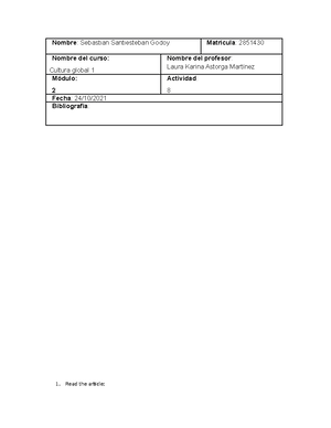 Exercise 1 - Ninguna - Exercise 1 Due date: week 1 Objective: To improve your use of the 4 ...