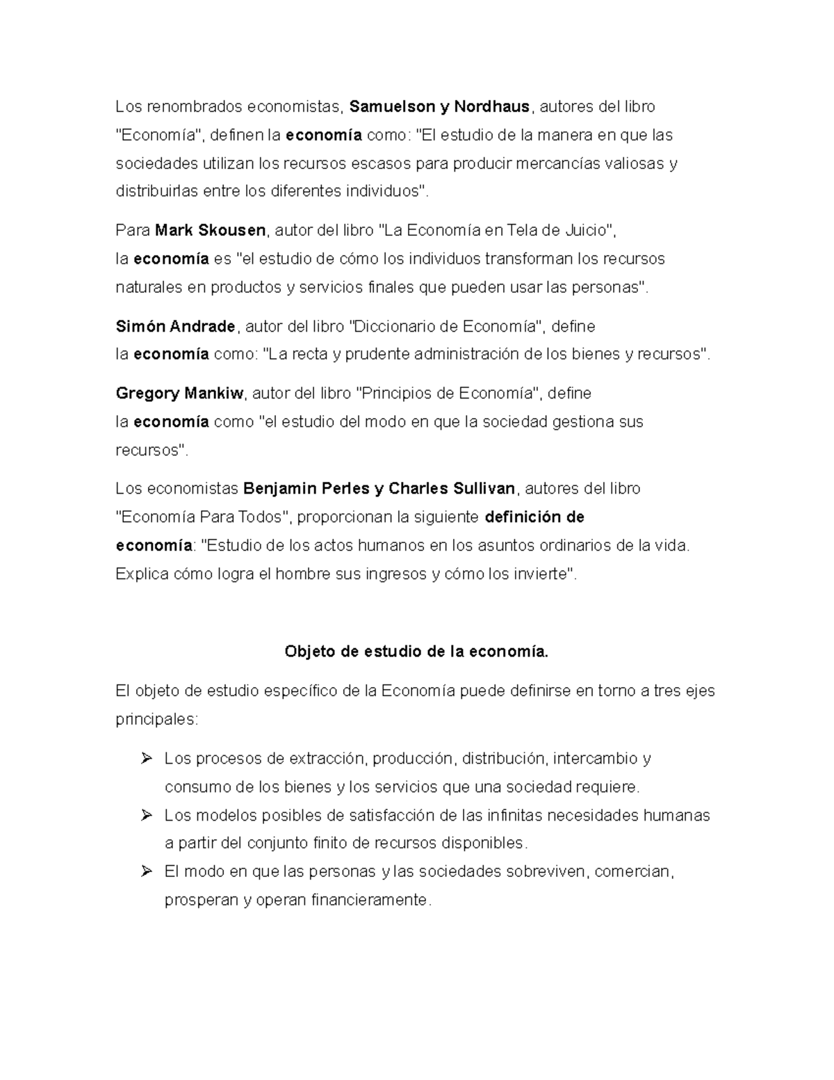 CONCEPTOS BÁSICOS DE LA ECONOMÍA - Los renombrados economistas ...