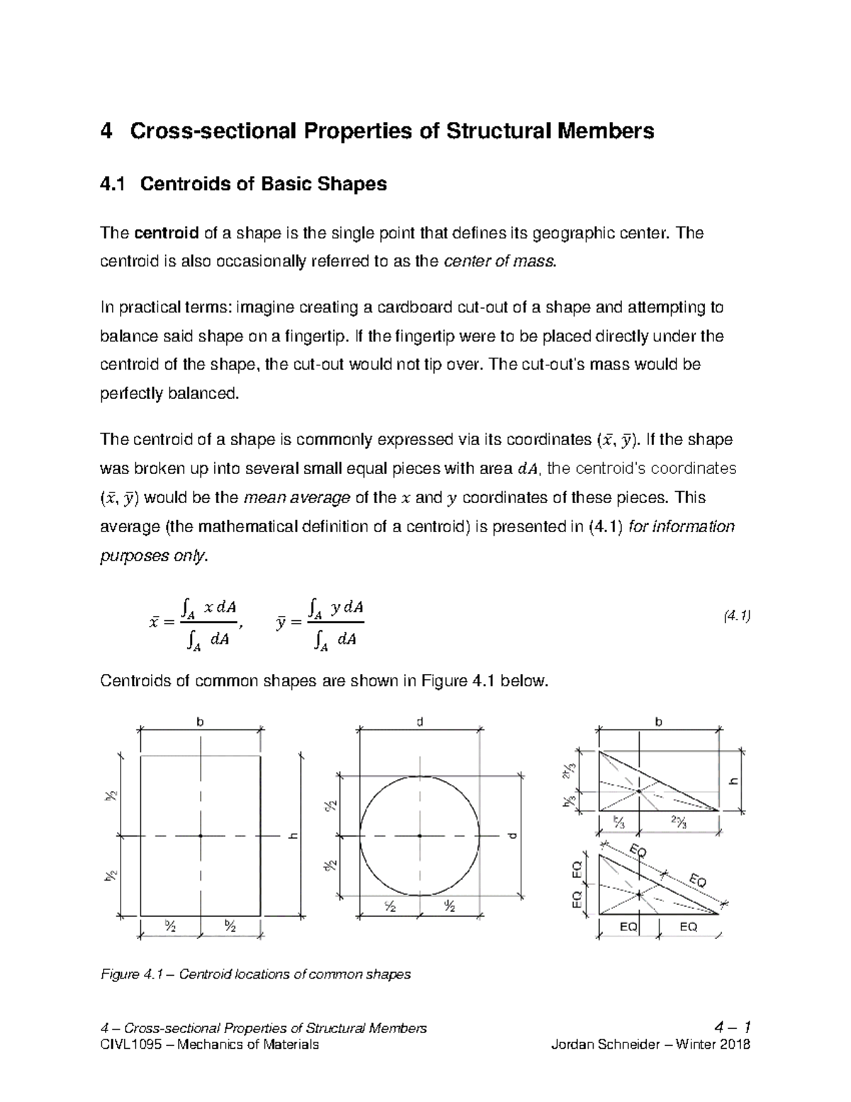 CIVL1095 4 Cross-sectional Properties of Structural Members - 4 – Cross ...