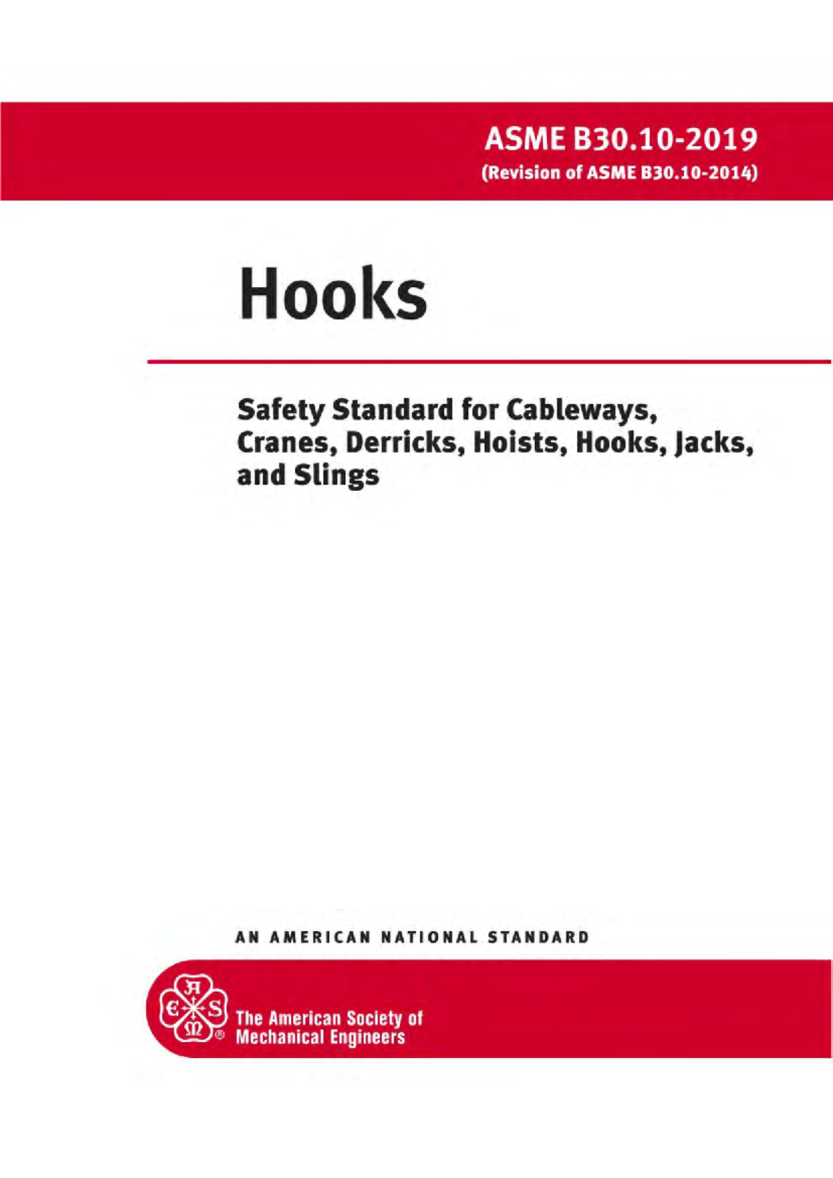 ASME B30.10 (2019 ) - normativa para ganchos de gruas - Hooks Safety Standard for Cableways ...