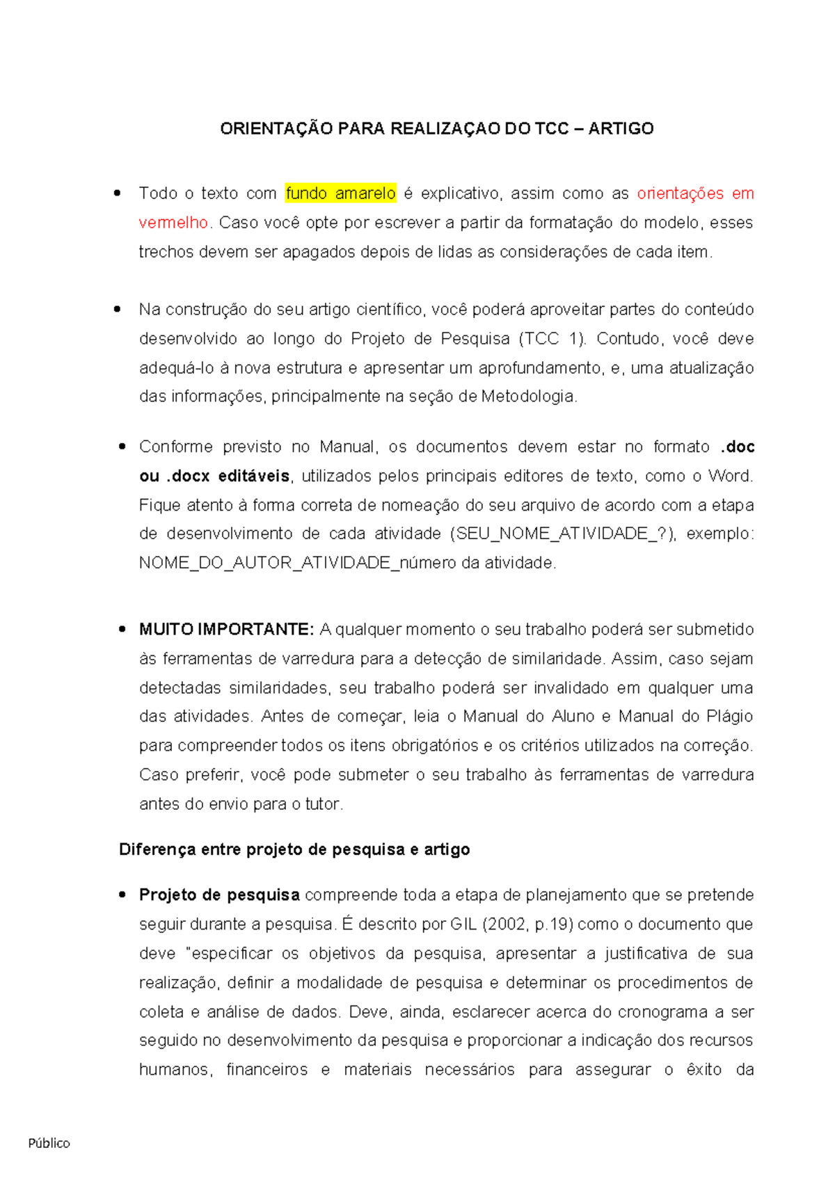 Modelo TCC Artigo - ORIENTAÇÃO PARA REALIZAÇAO DO TCC – ARTIGO Todo o ...
