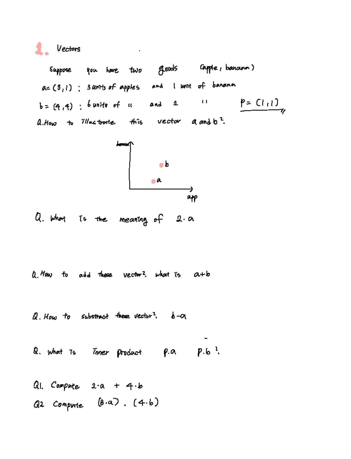 Basic math course - Summary math economics - Vectors Suppose you have ...