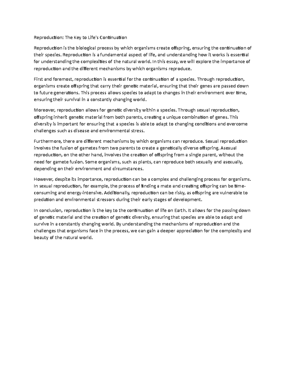 Reproduction - Reproduction is a fundamental aspect of life, and ...