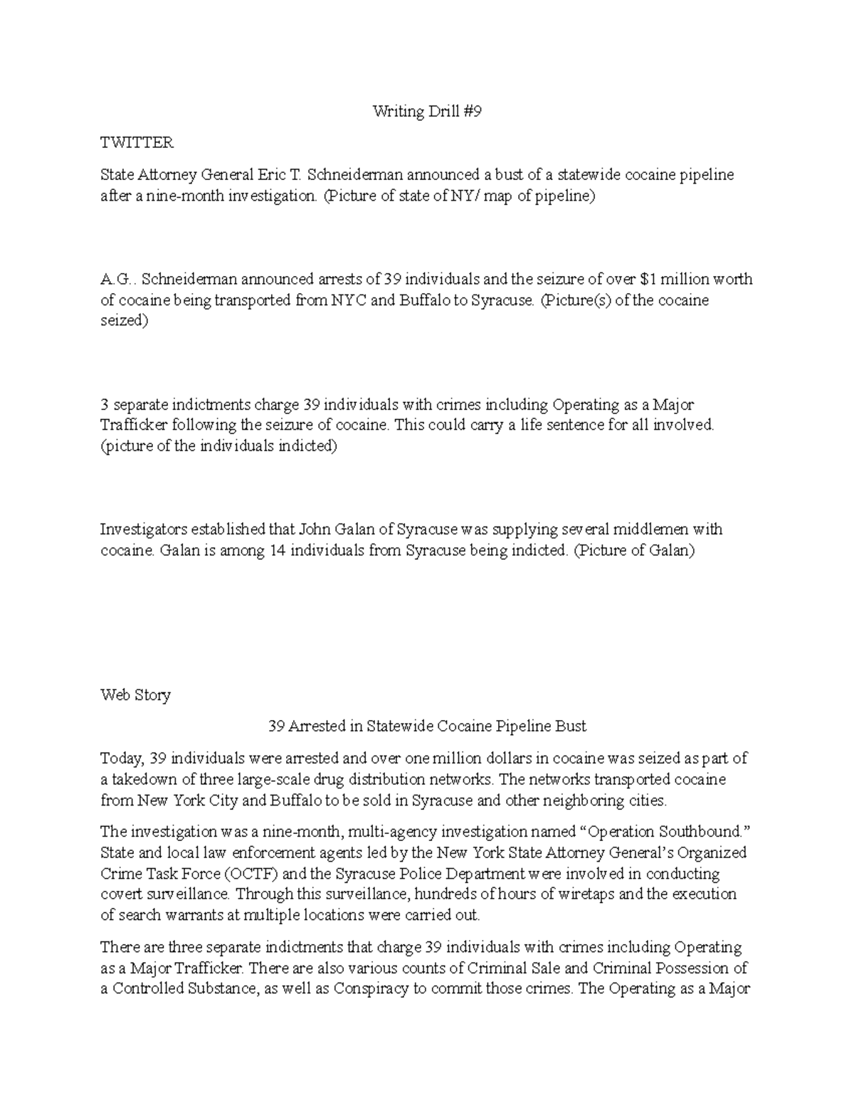 BDJ 311 Writing Drill 9 - Writing Drill # TWITTER State Attorney ...