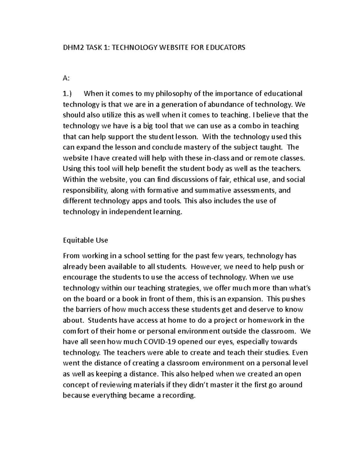 DHM2 TASK 1 - dhm2 task 1 - DHM2 TASK 1: TECHNOLOGY WEBSITE FOR ...