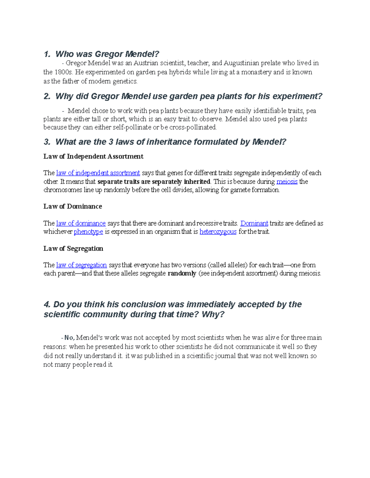 Gregor Mendel - 1. Who was Gregor Mendel? Gregor Mendel was an Austrian ...