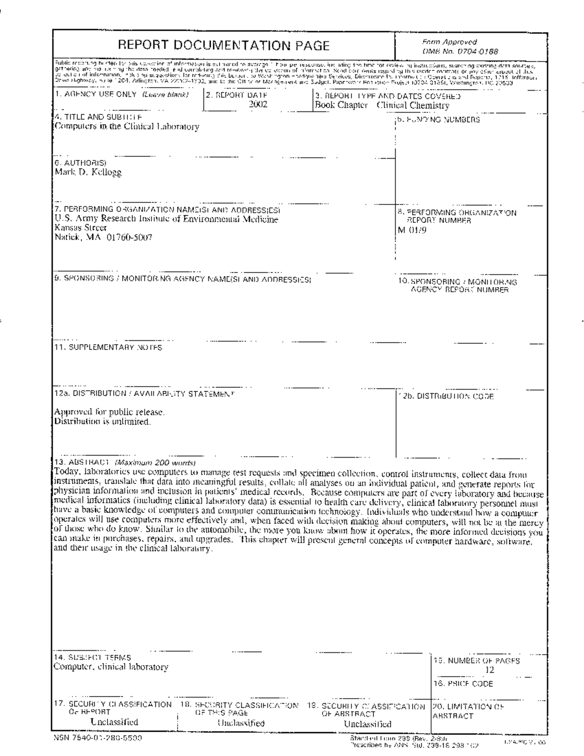 ADA412278 - fundamentals - REPORT DOCUMENTATION PAGE Form Approved OMB ...