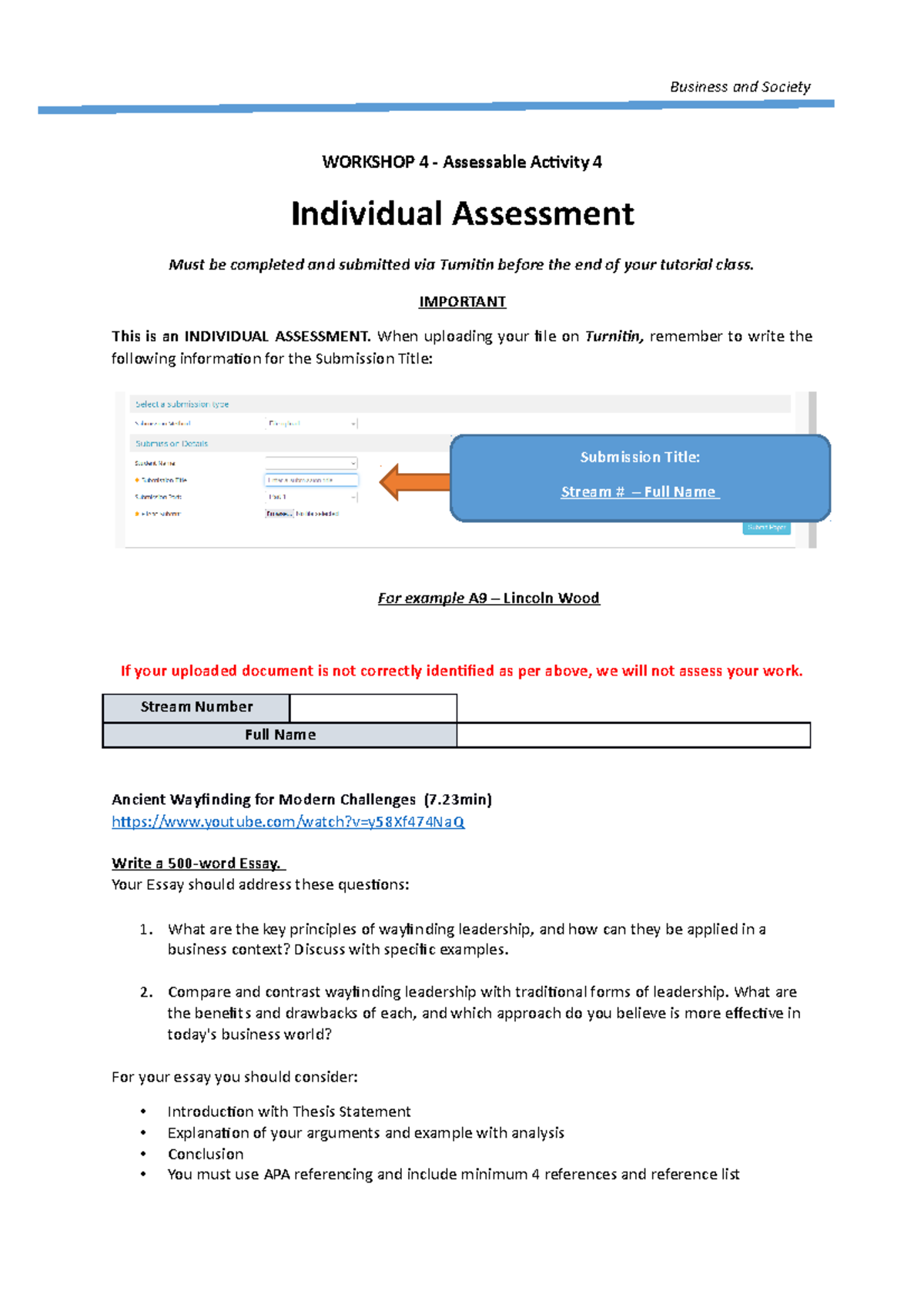 Workshop 4 worksheet - Notes - Business and Society WORKSHOP 4 ...