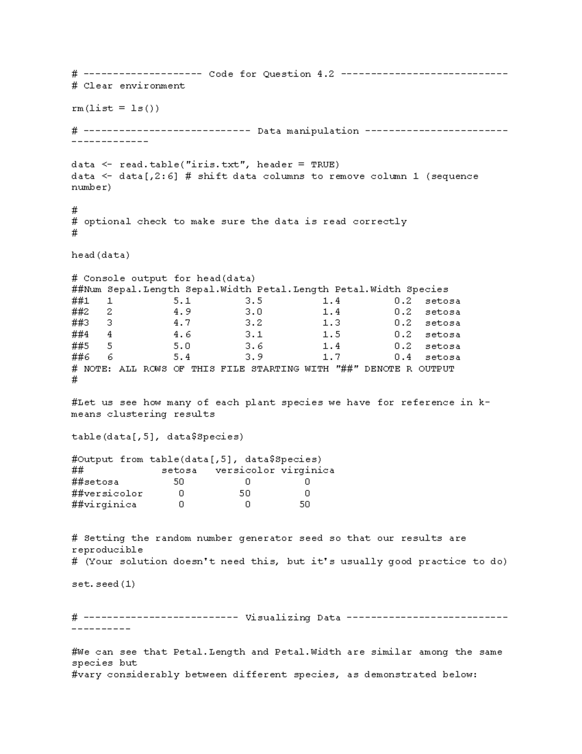 Solution 4 - Code for Question 4 - Clear environment rm(list = ls()) - Data manipulation - data ...