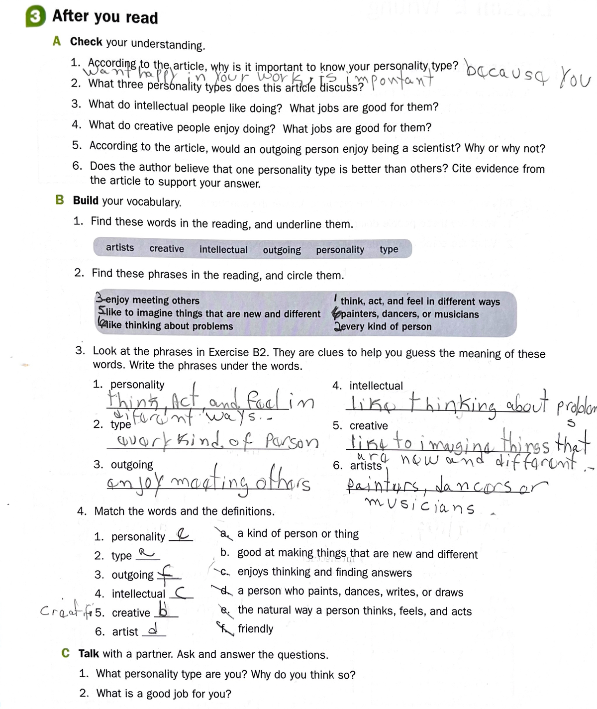 Focus On Grammar 1 - 3 After you read A Check your understanding. 1. 2 ...