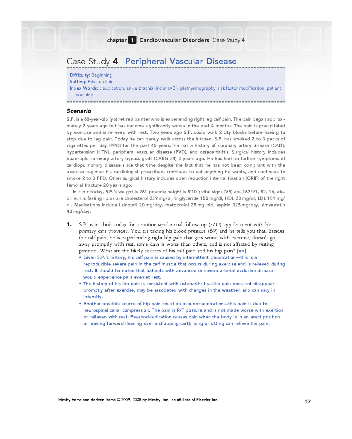 Chapter 1 04 - case studied PVD - Case Study 4 Peripheral Vascular ...