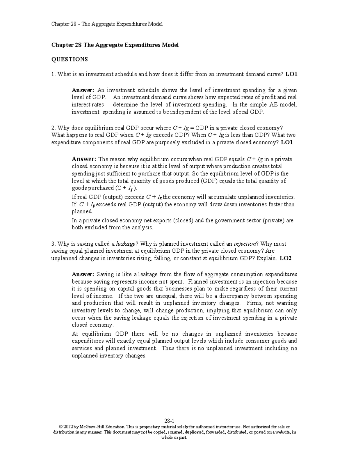 Chap028 rev - con - Chapter 28 The Aggregate Expenditures Model ...